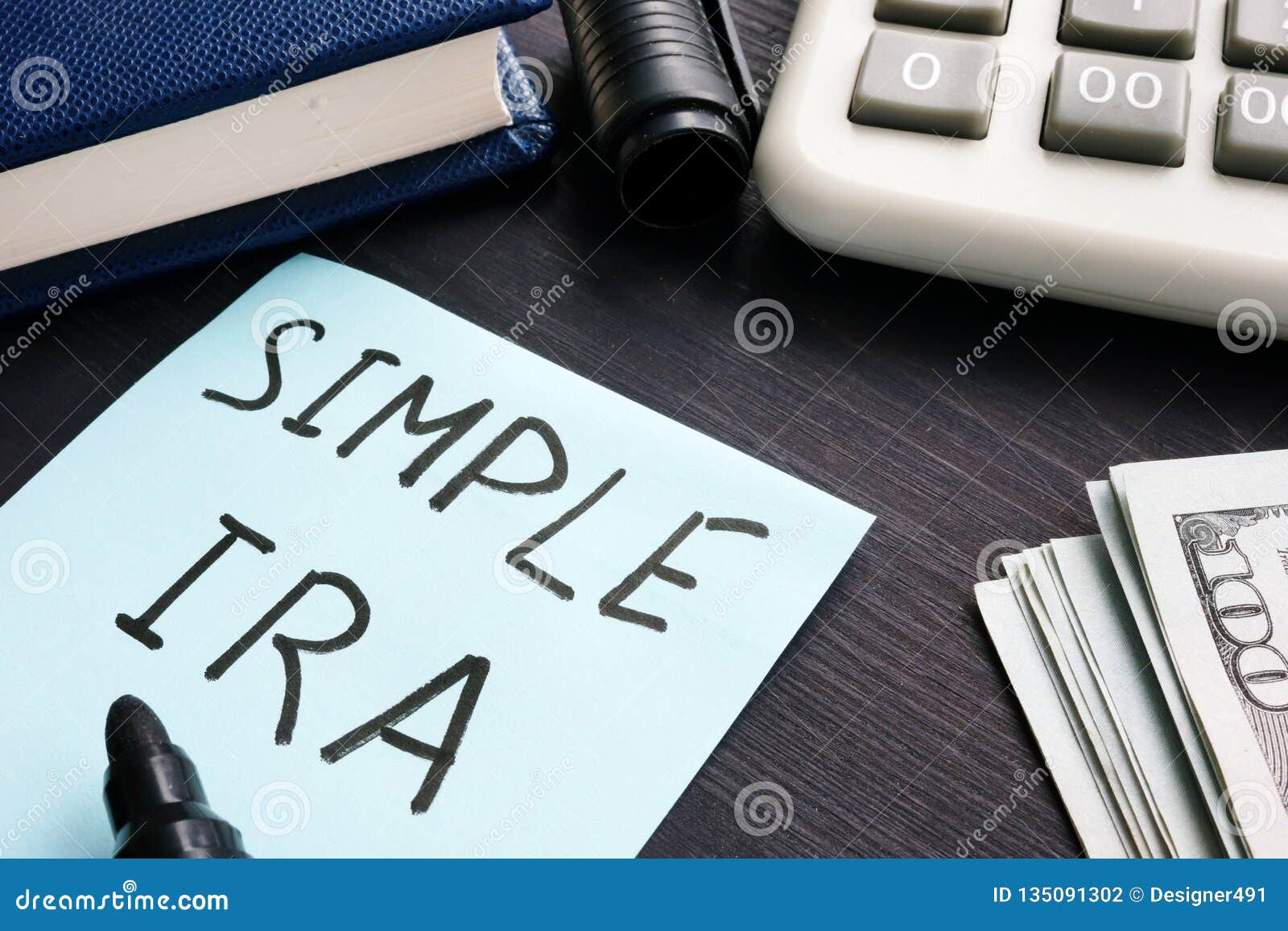 Simple Ira. Calculator, Money and Note Pad Stock Photo - Image of note ...