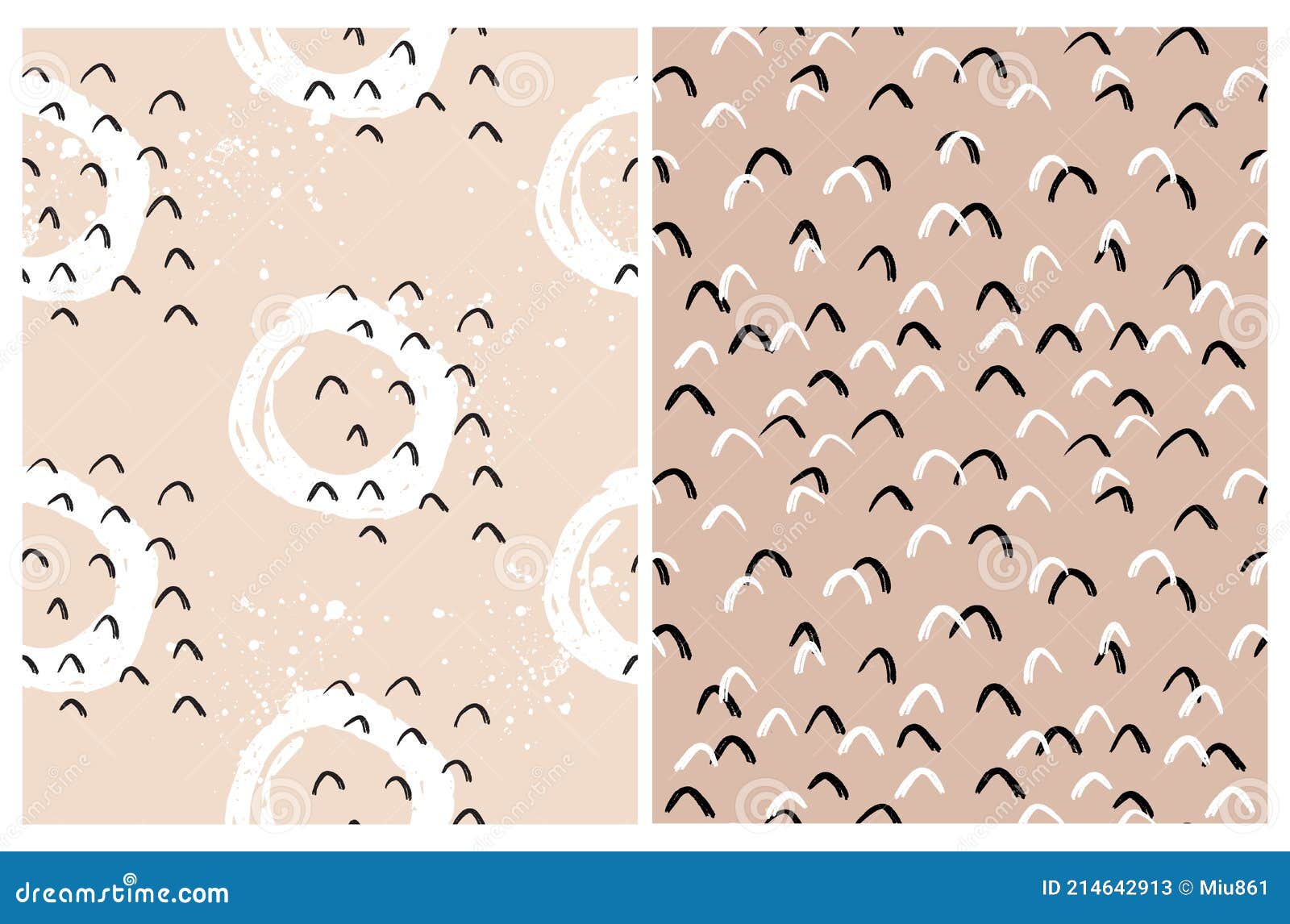 Simple Irregular Geometric Seamless Vector Patterns. Hand Drawn Circles ...