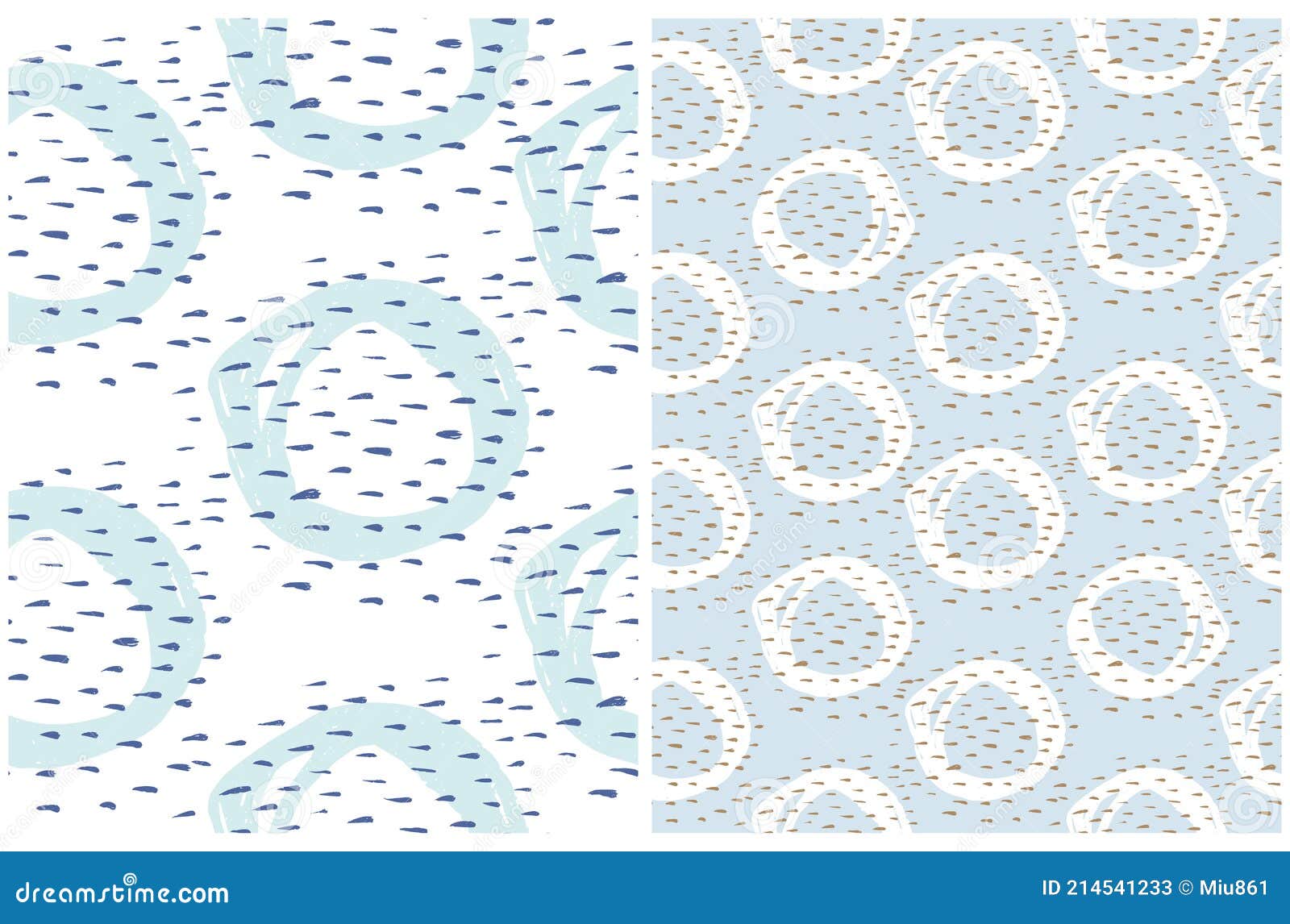 Simple Irregular Geometric Seamless Vector Patterns. Hand Drawn Circles ...