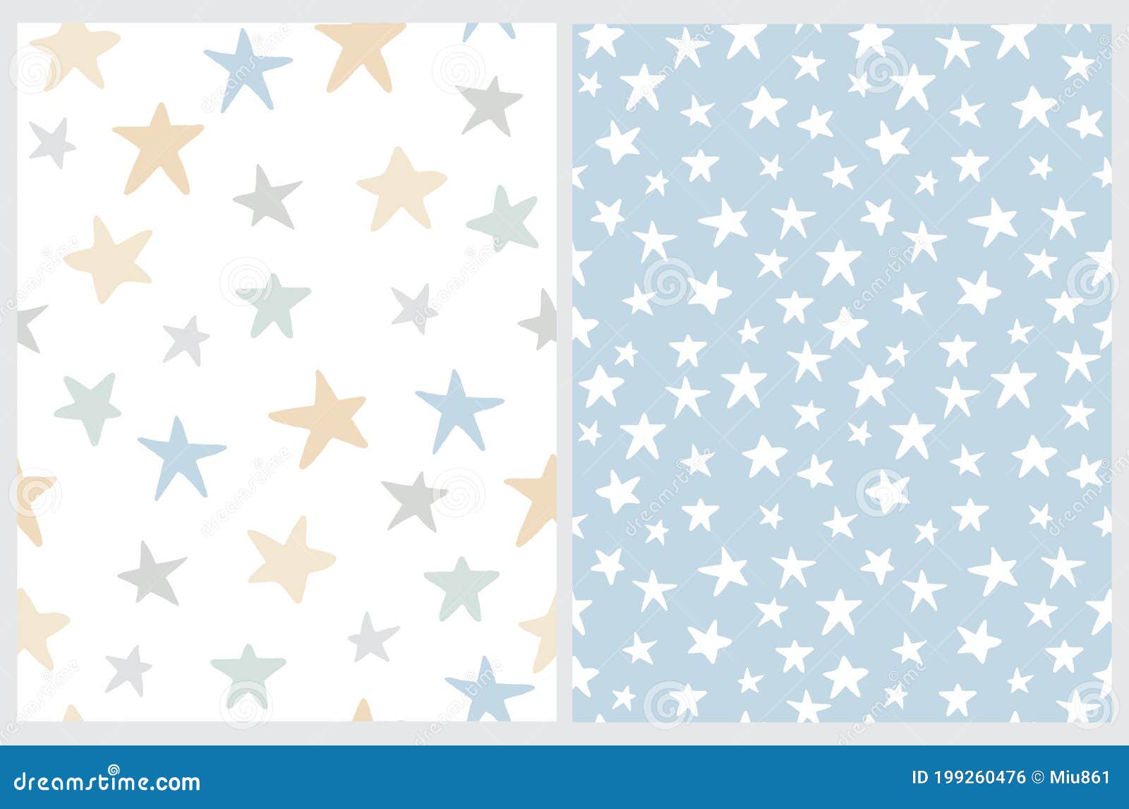 Simple Irregular Starry Seamless Vector Patterns. Simple Hand Drawn ...