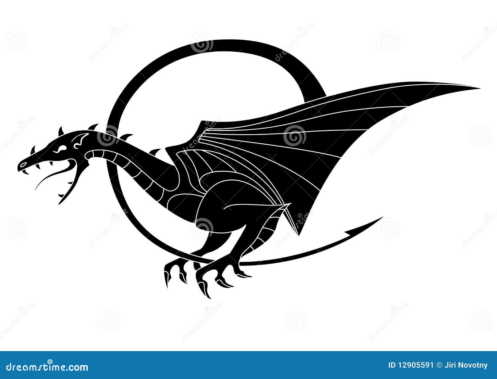 Simple Isolated Illustration of Black Dragon Stock Illustration ...