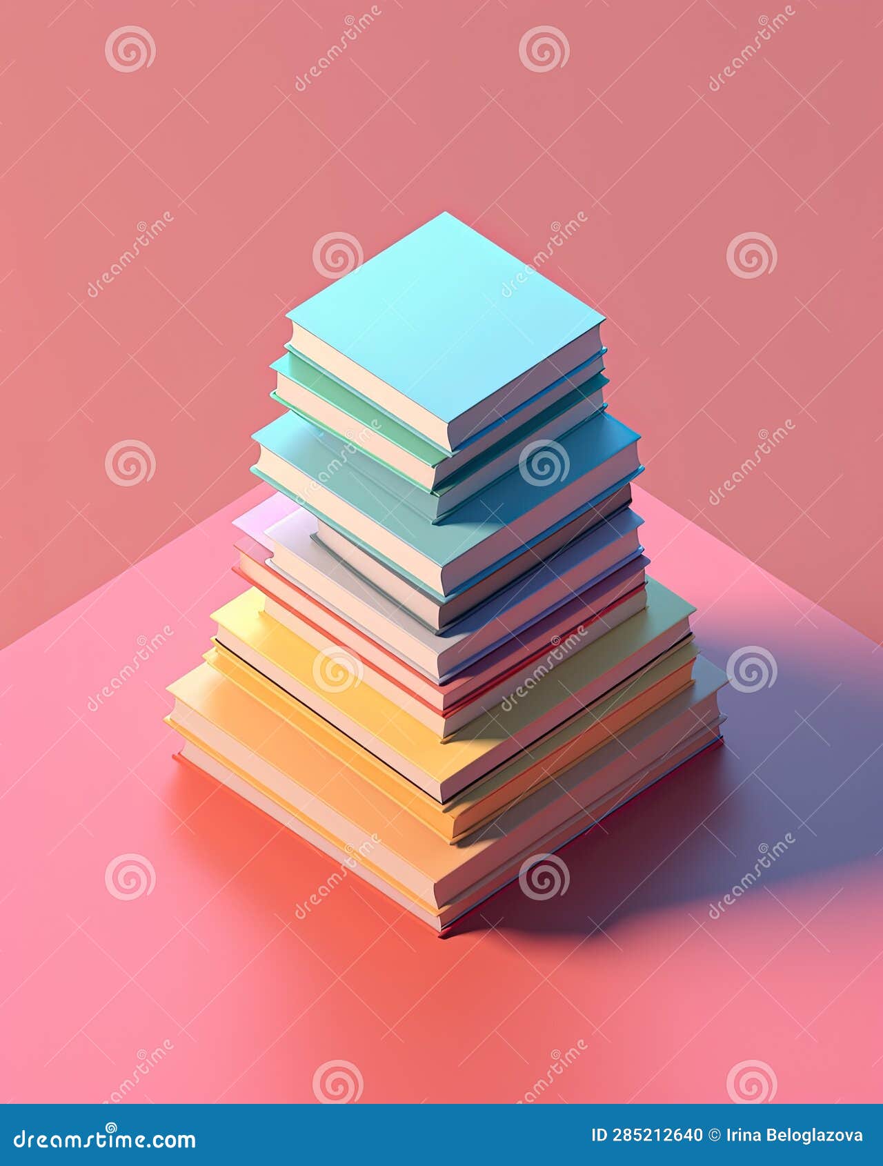Simple Isometric Stack of Books on Gradient Background Stock ...