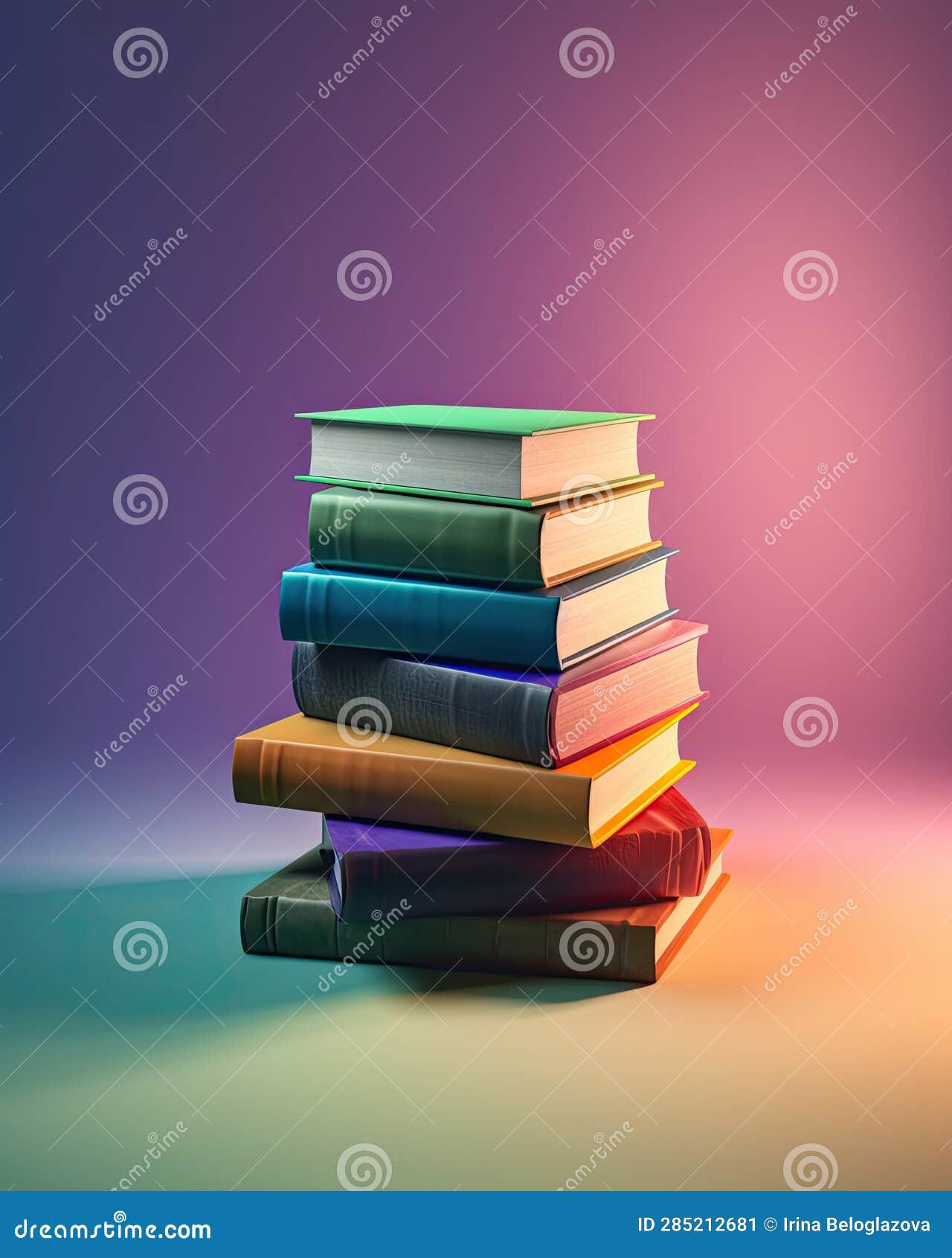Simple Isometric Stack of Books on Gradient Background Stock ...