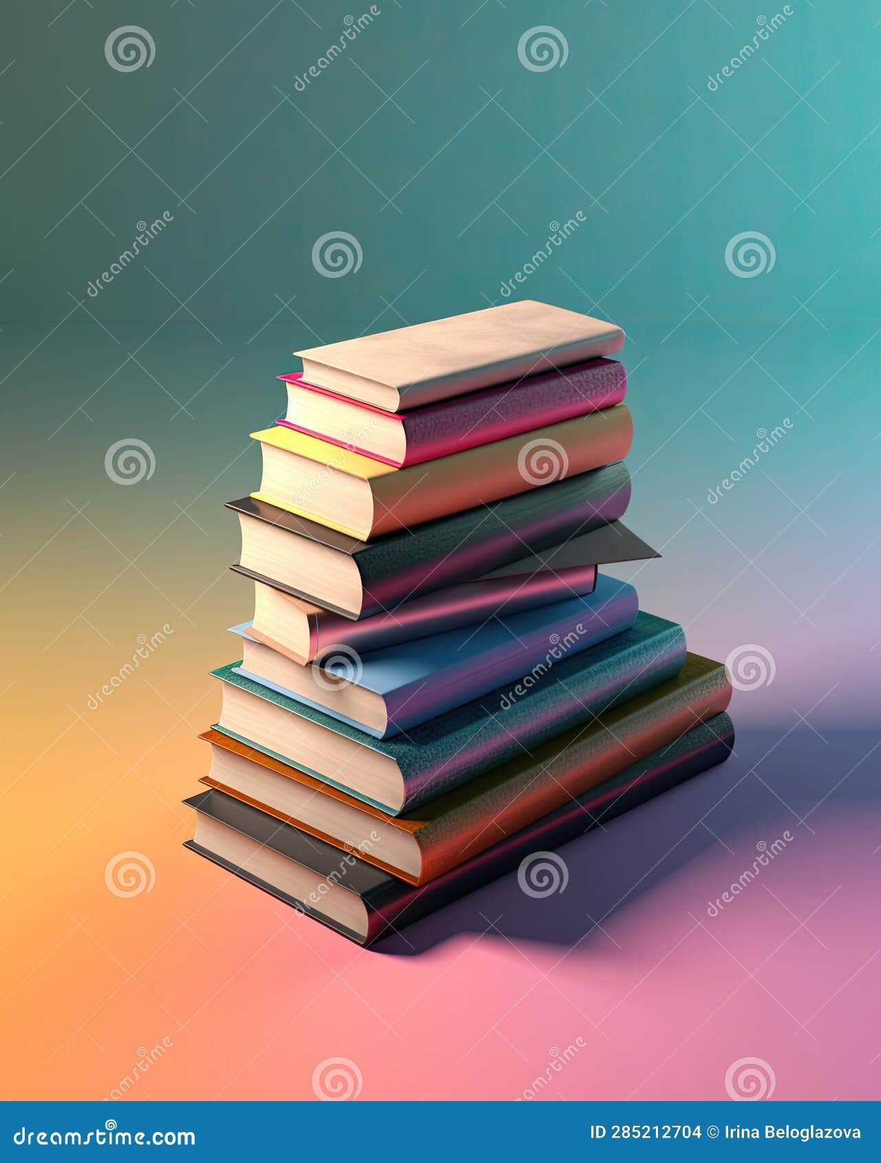 Simple Isometric Stack of Books on Gradient Background Stock ...