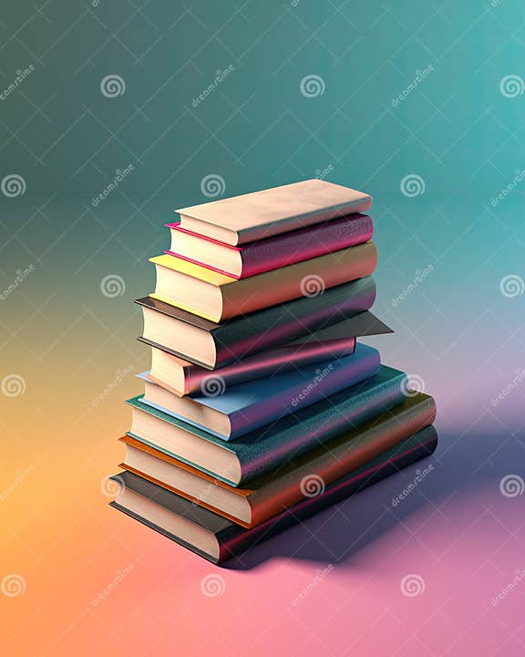 Simple Isometric Stack of Books on Gradient Background Stock ...