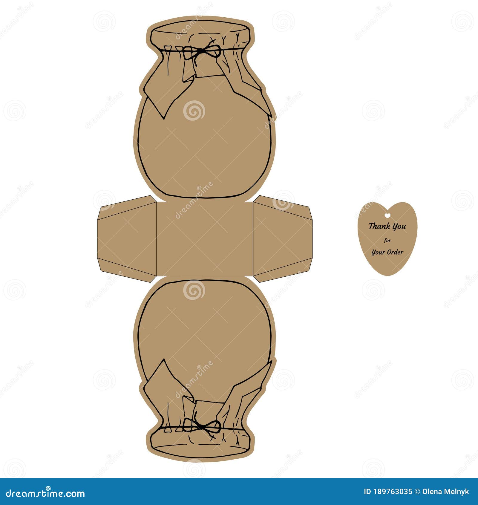 Simple Jar-shaped Packaging Box Die Cut Cube Template and Tag with Text ...