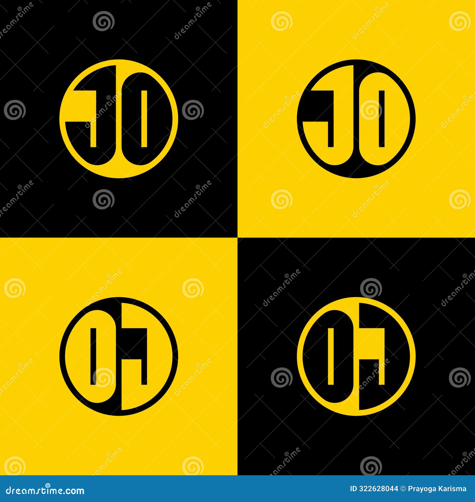 Simple JO and OJ Letter Circle Logo Set, Suitable for Business with JO ...