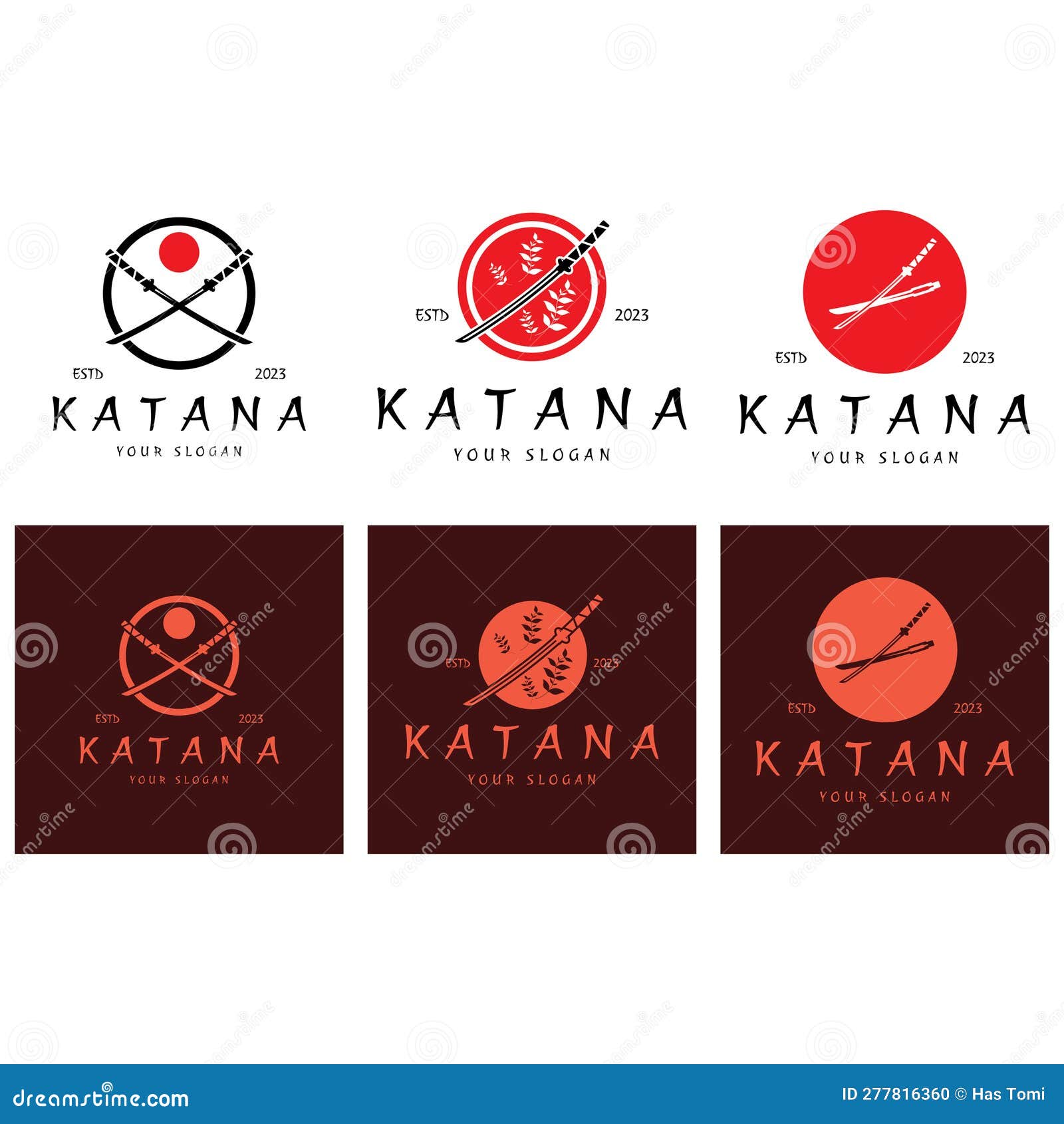 Simple Katana Samurai Sword Logo Design Template Vector | CartoonDealer ...