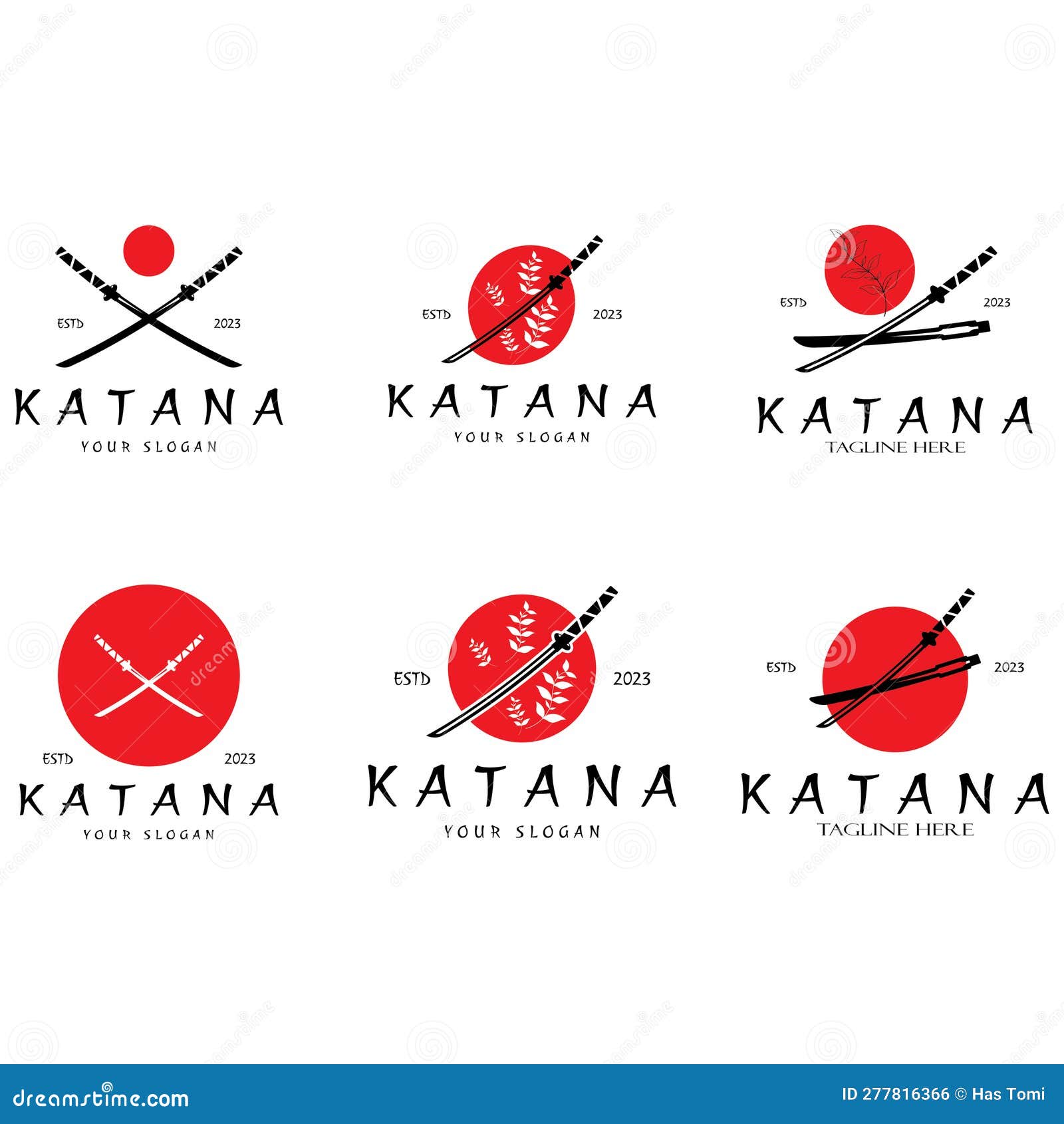 Simple Katana Samurai Sword Logo Design Template Vector Stock Vector ...