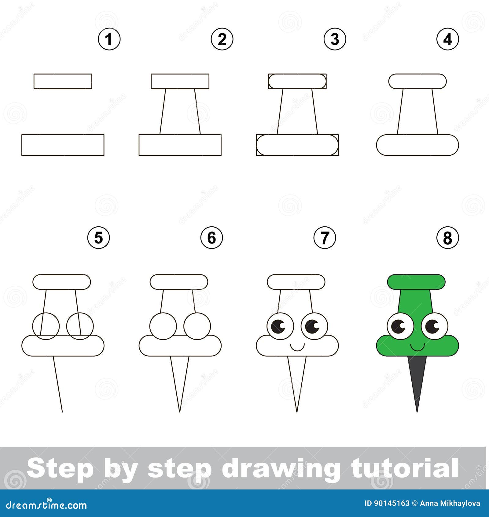 Simple Kid Educational Game. Drawing Tutorial. Stock Vector ...