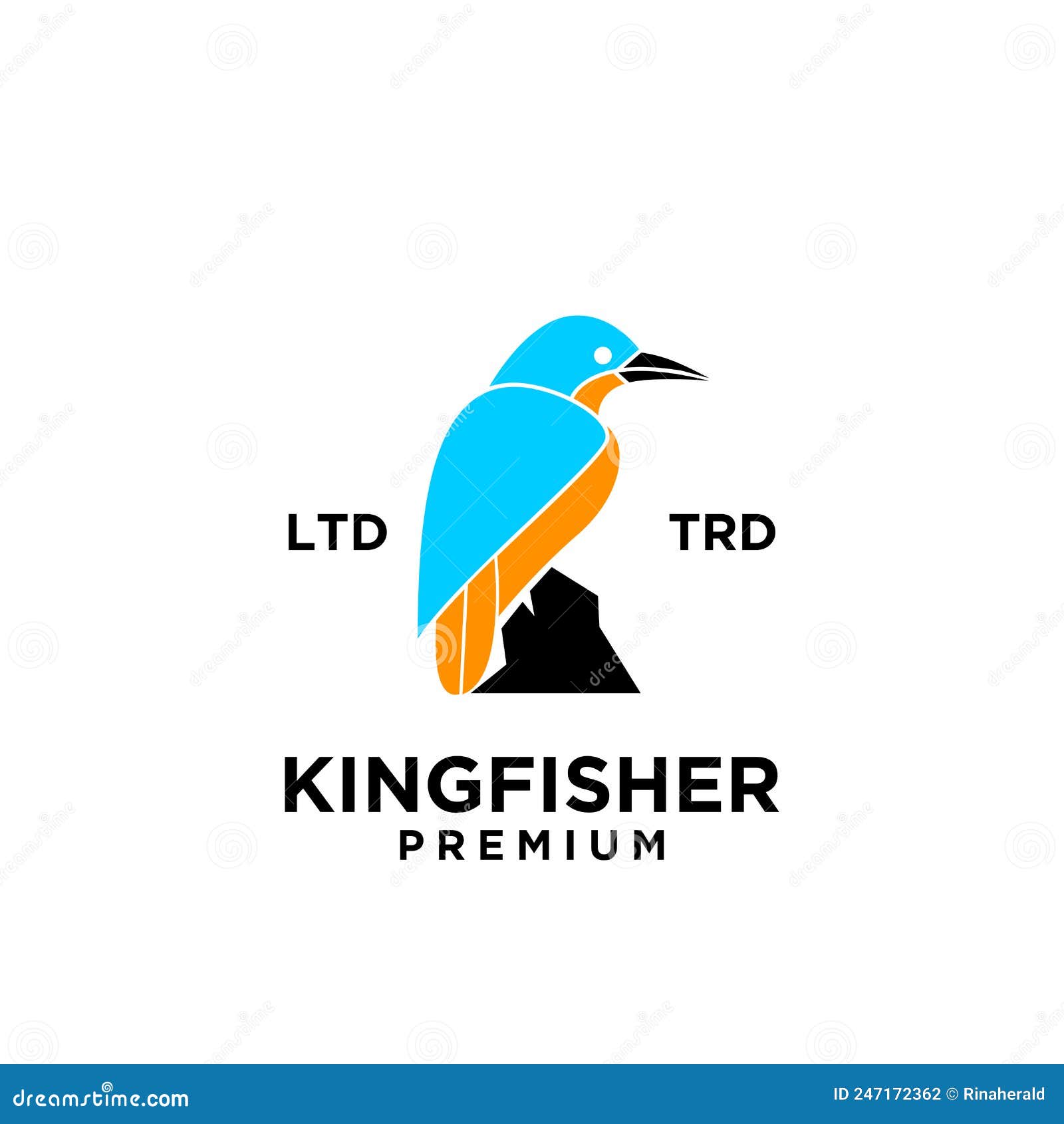 Simple Kingfisher Color Logo Vector Design Stock Illustration ...