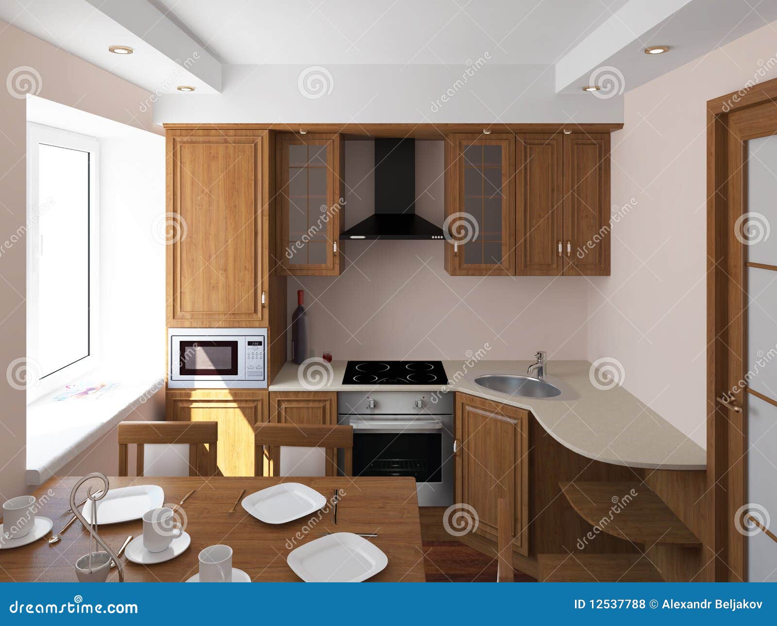 Simple kitchen stock illustration. Illustration of furniture - 12537788