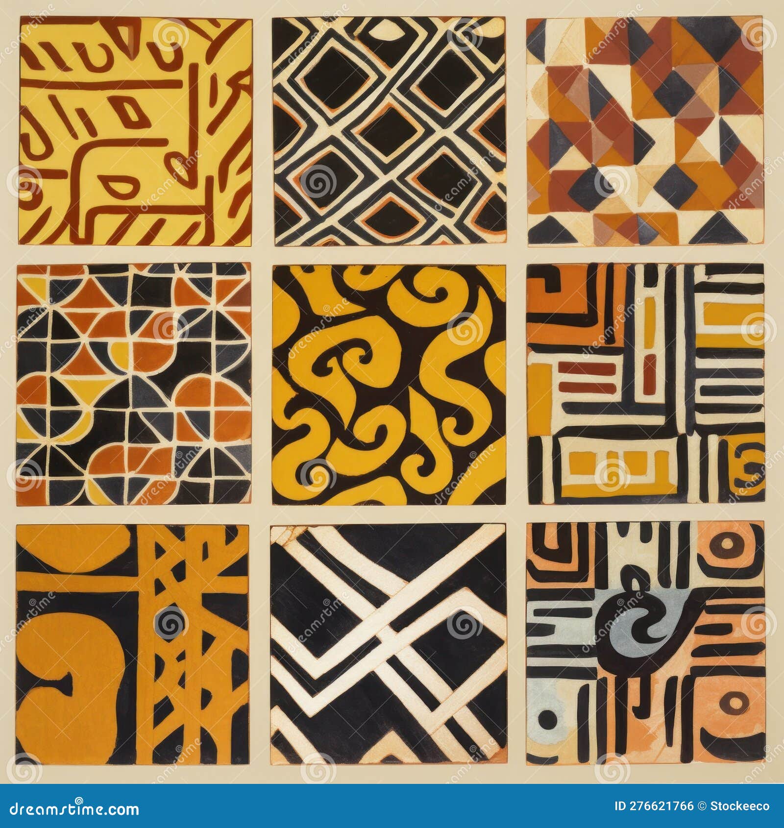 Simple Kuba Cloth Patterns in Matisse Style Stock Illustration ...