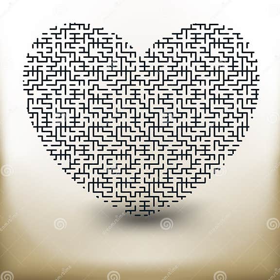 Simple labyrinth heart stock vector. Illustration of love - 92223205