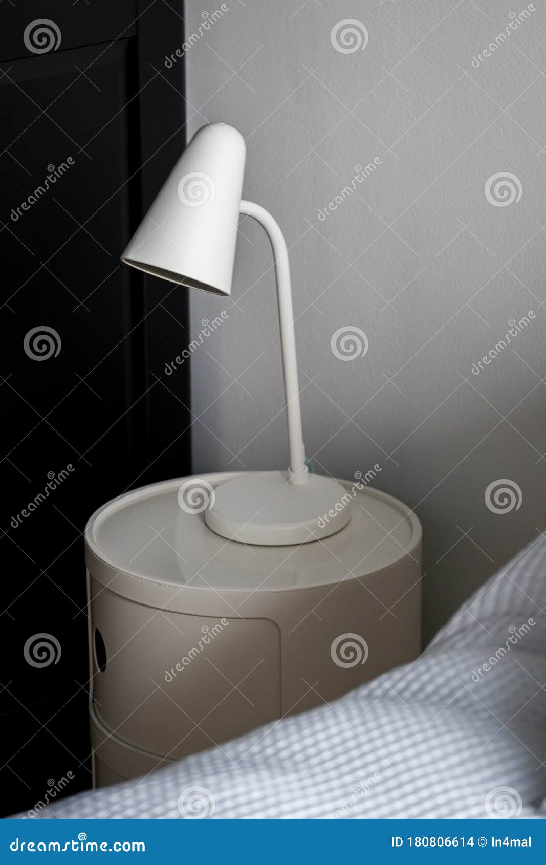 Simple Lamp on Bedside Table Stock Photo - Image of comfortable ...