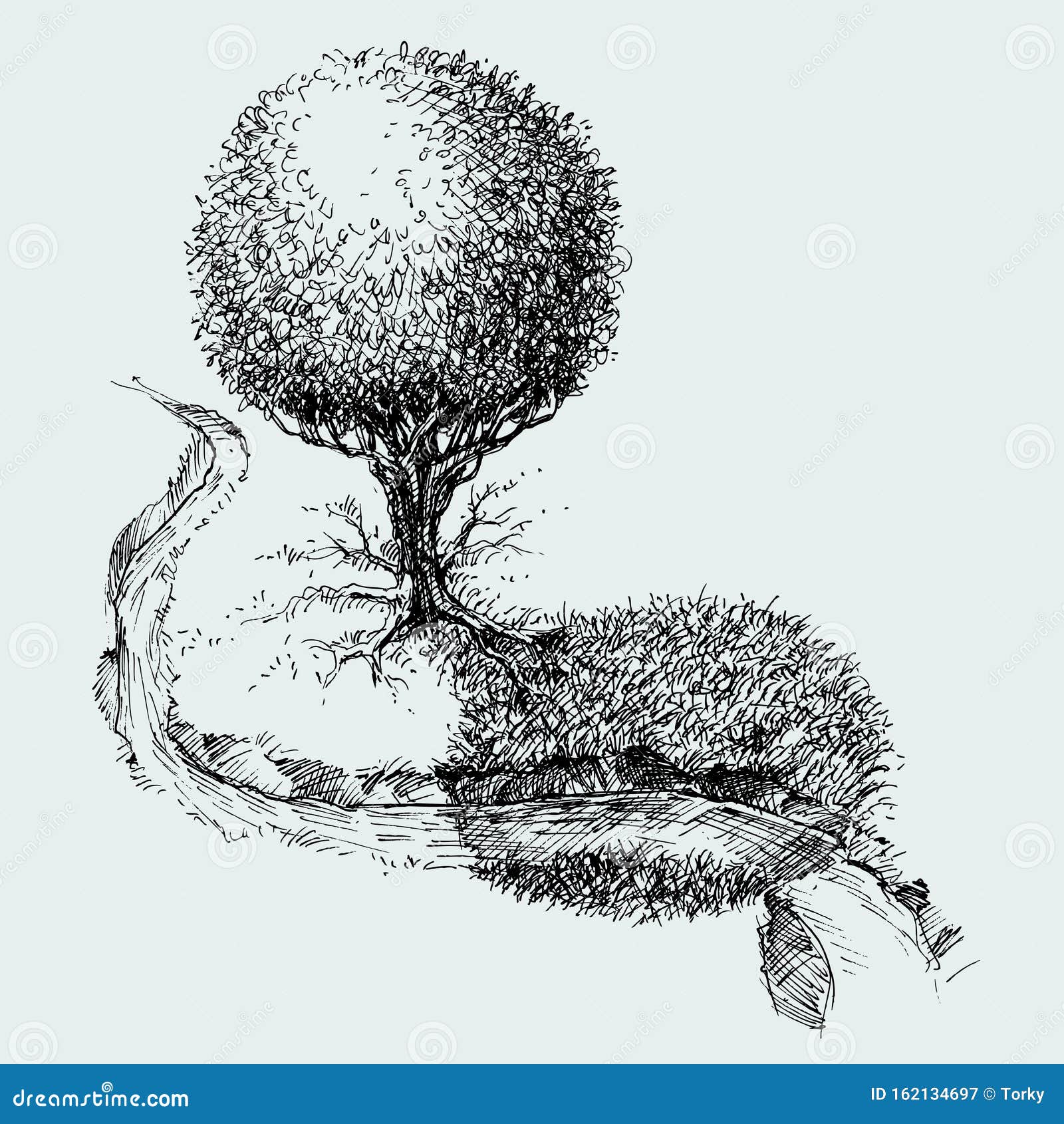 Simple Landscape Sketch Meadow Aerial View Stock Vector - Illustration ...