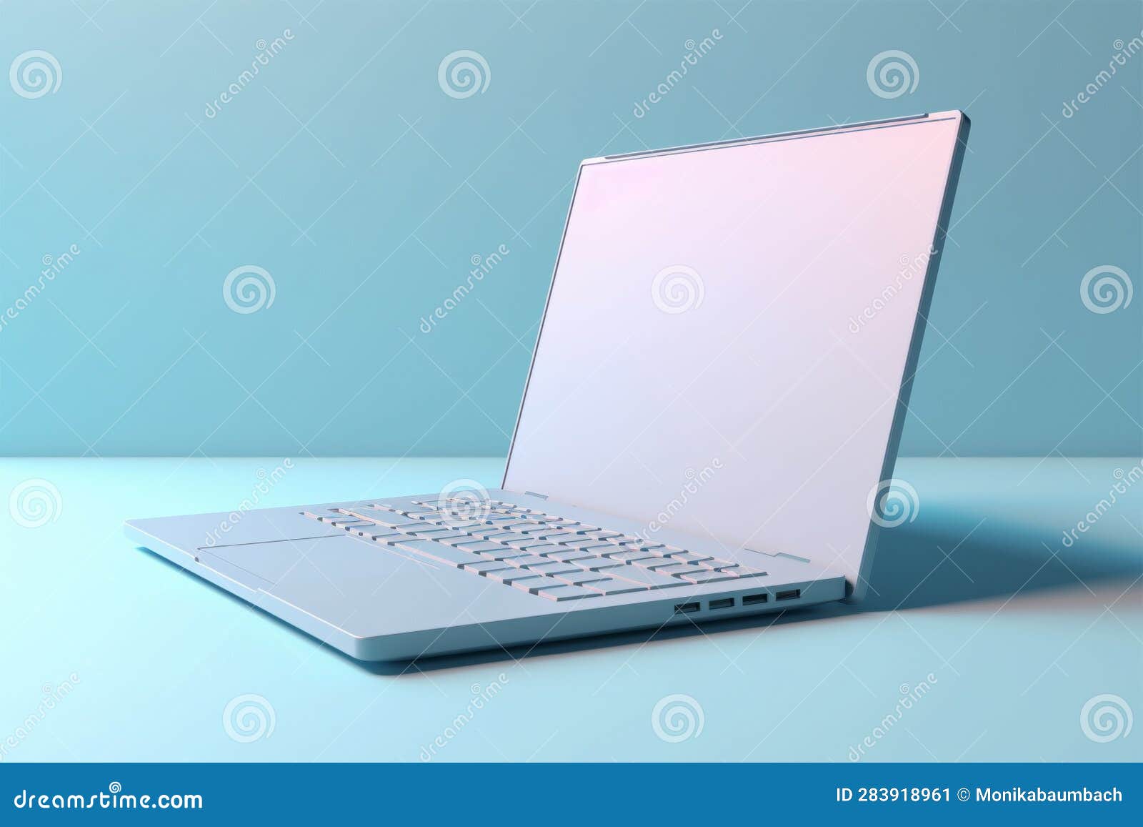 Simple Laptop Computer on Blue Background. Stock Image - Image of ...
