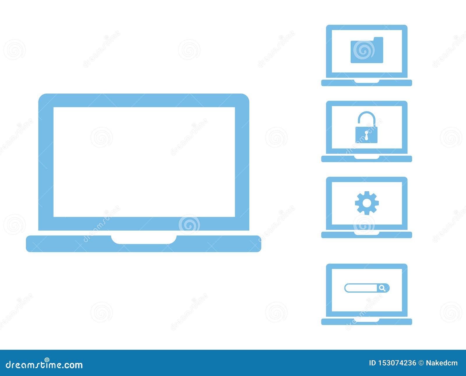 Simple Laptop with Data Processing Icons Stock Vector - Illustration of ...