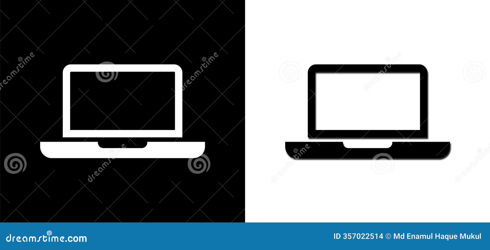Simple Laptop Icon in Monochrome. Stock Illustration - Illustration of ...