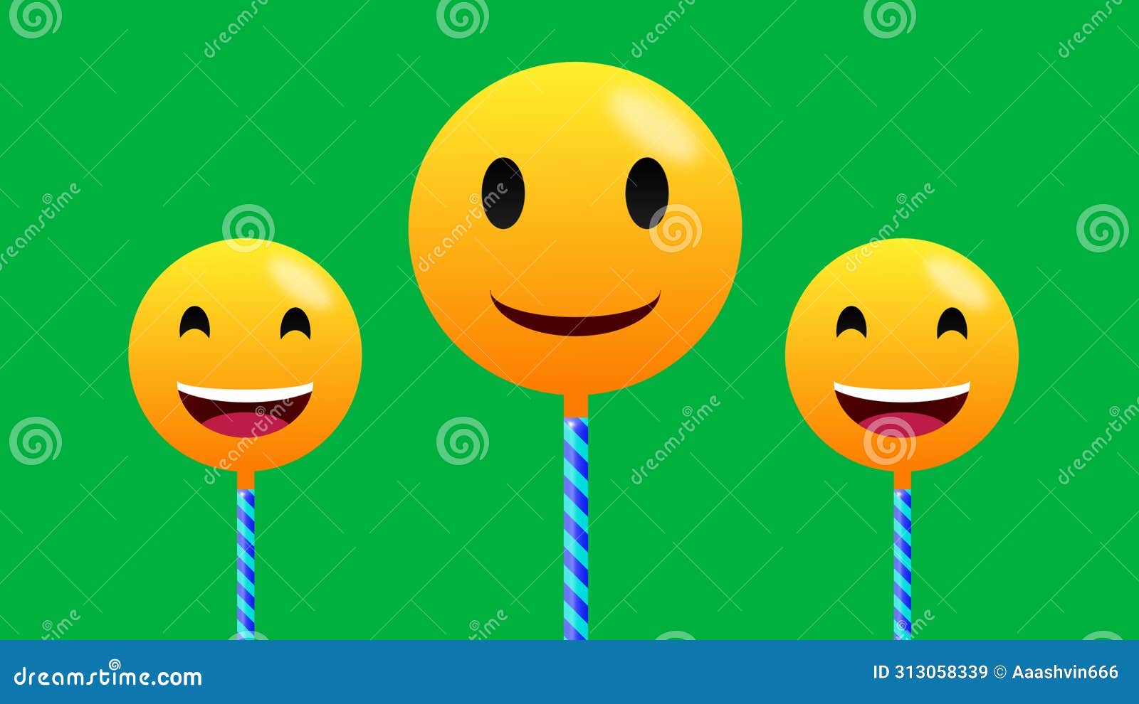 Simple and Laughing Expression Emoji Stick on Green Screen Stock ...