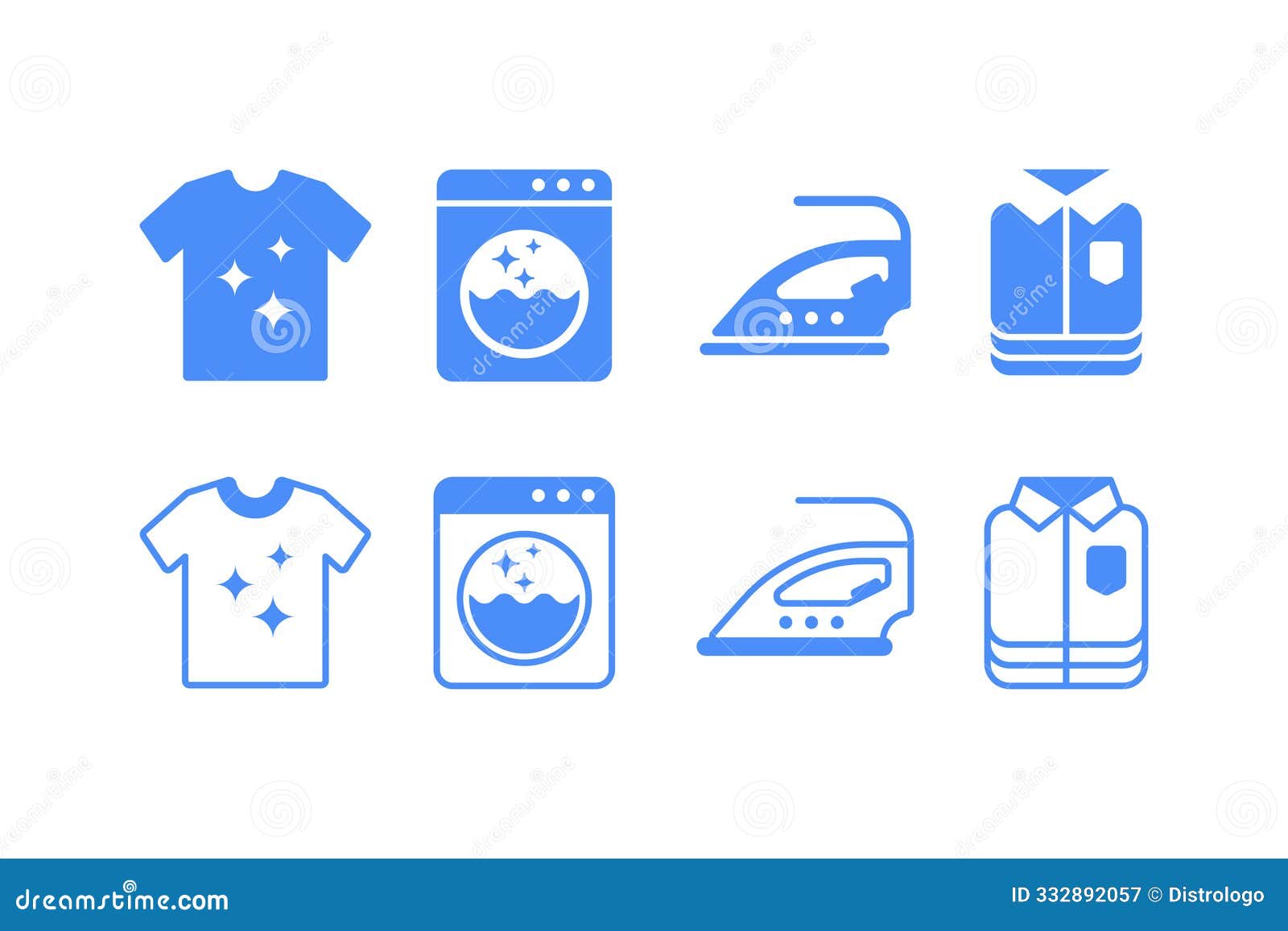 Simple Laundry Icon Set. Clothes, Washing Machine, Ironing, and Folded ...
