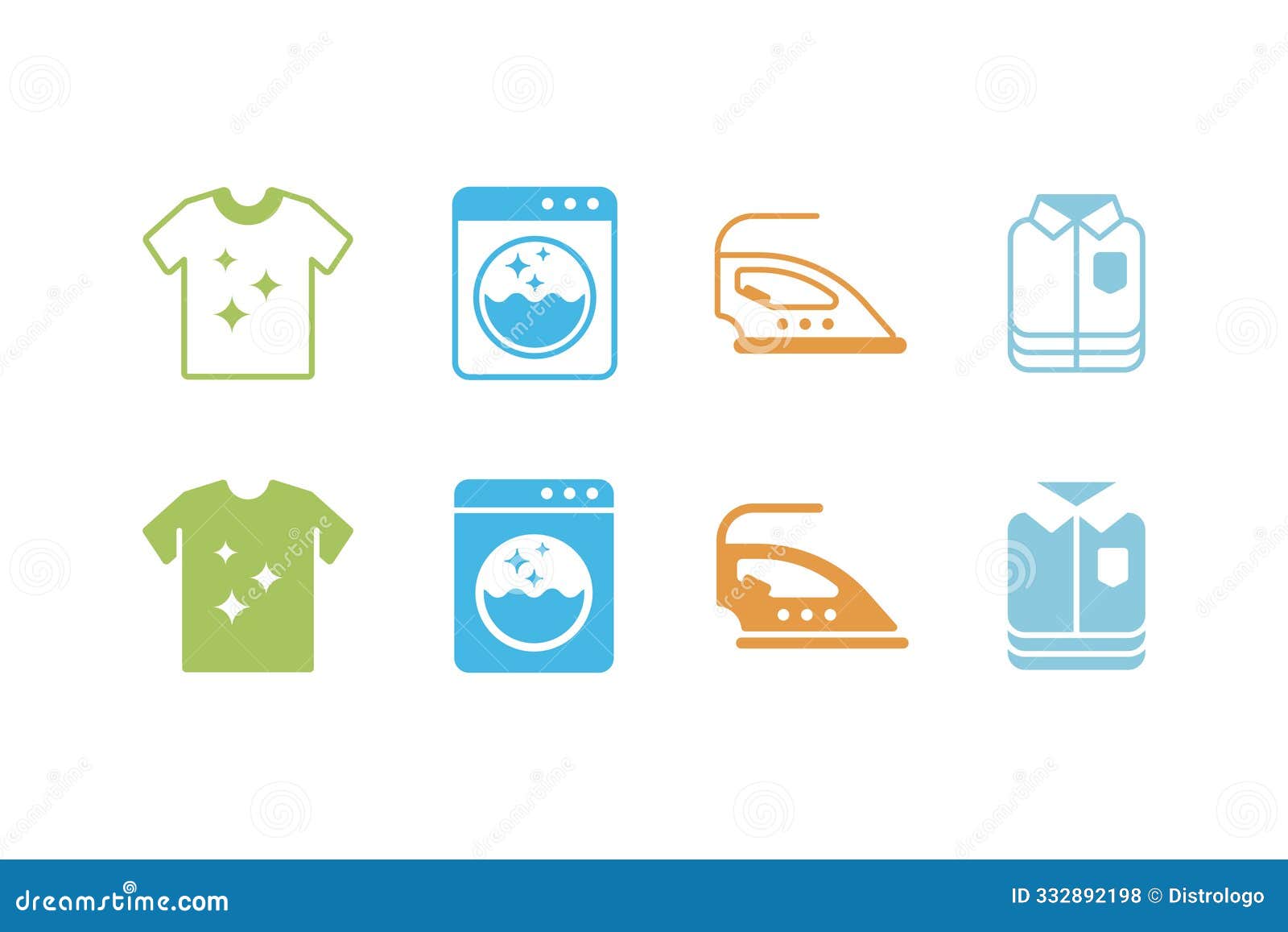 Simple Laundry Icon Set. Clothes, Washing Machine, Ironing, and Folded ...