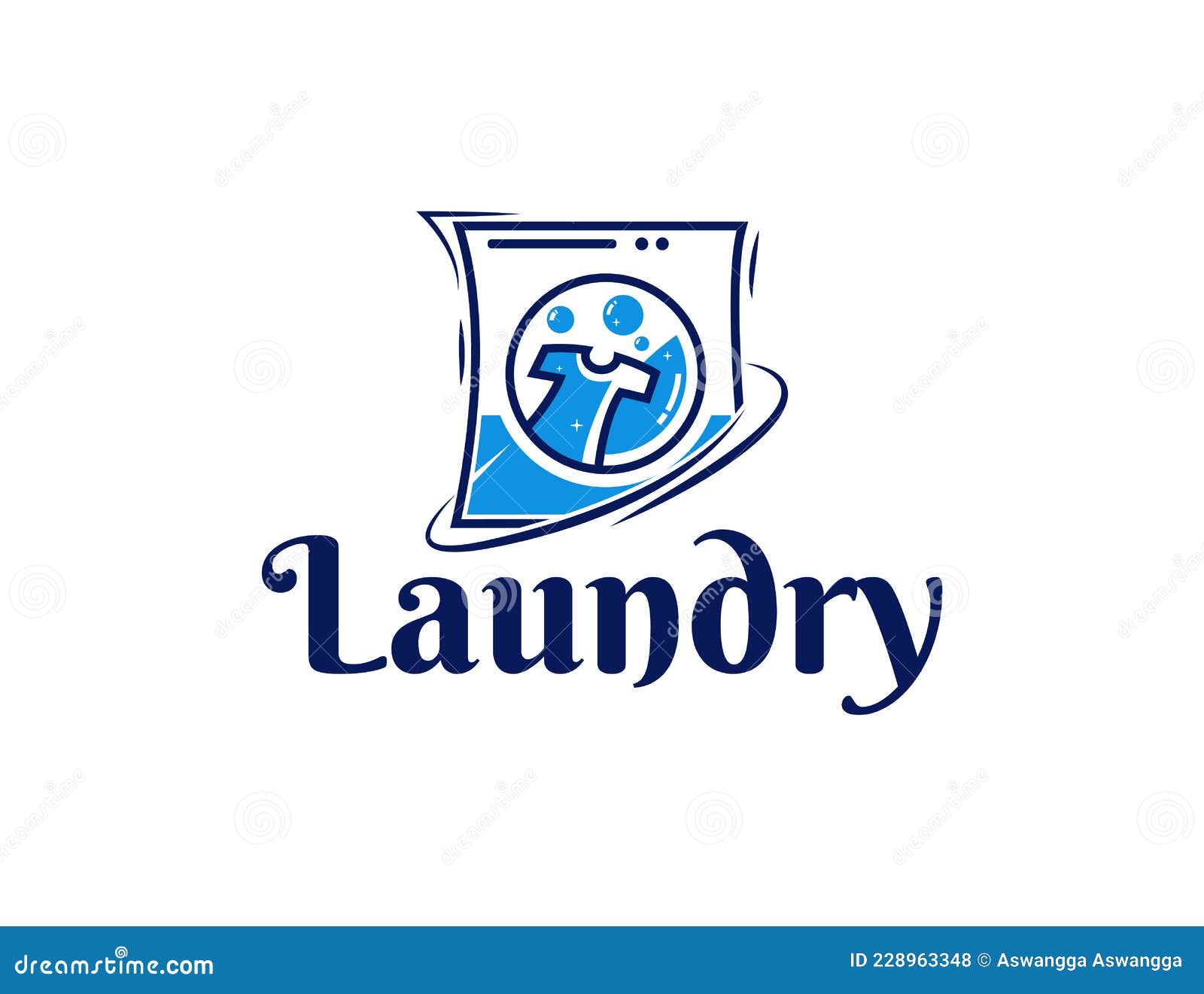 Simple Laundry Logo with Clothes and Wash Machine Illustration Stock ...