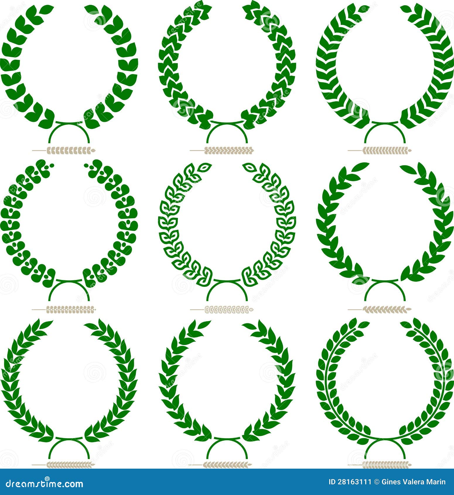 Simple laurel wreath set stock vector. Illustration of wreath - 28163111