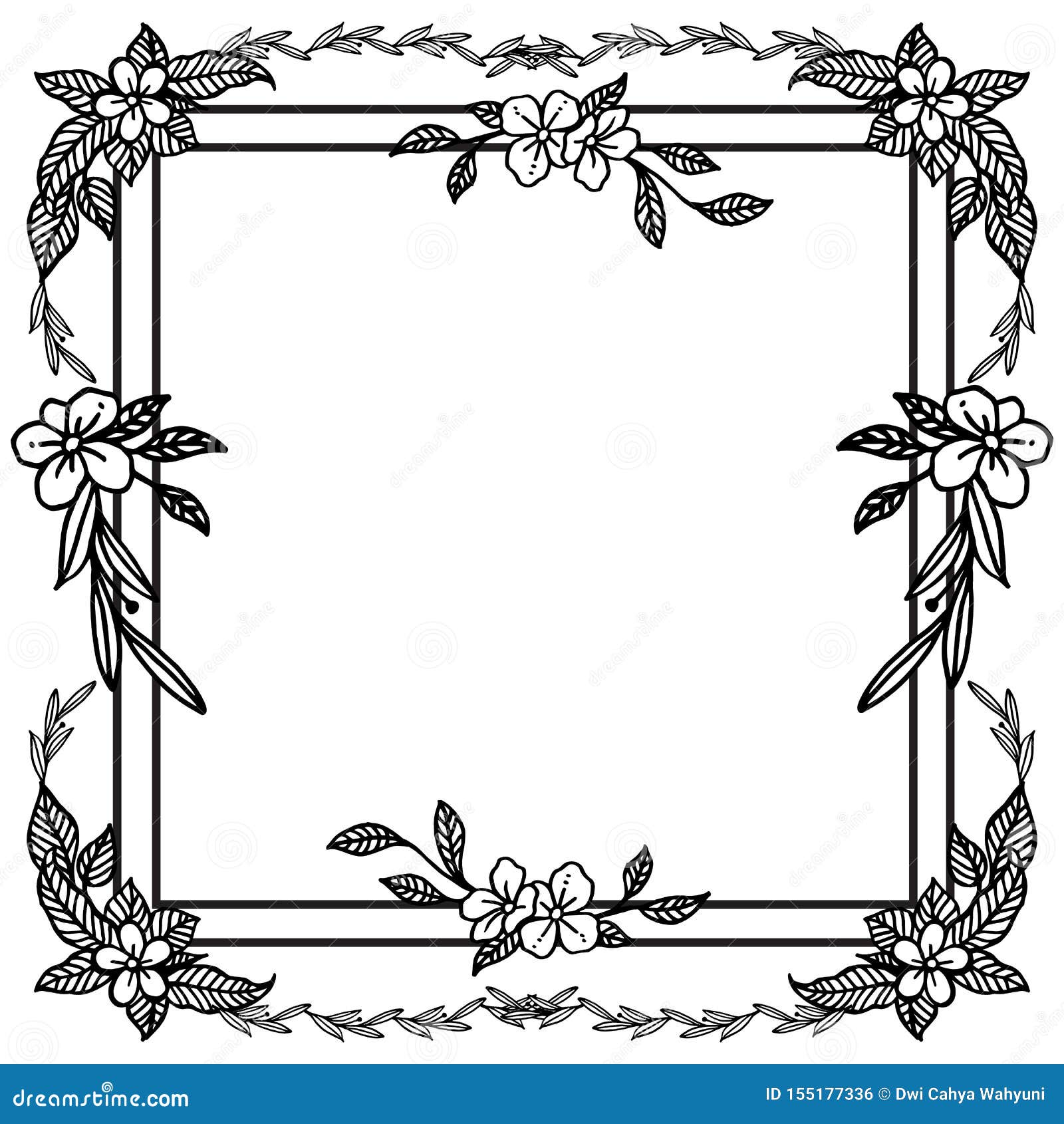 Simple Leaf Flower Frame, with Place for Your Text. Vector Stock Vector ...