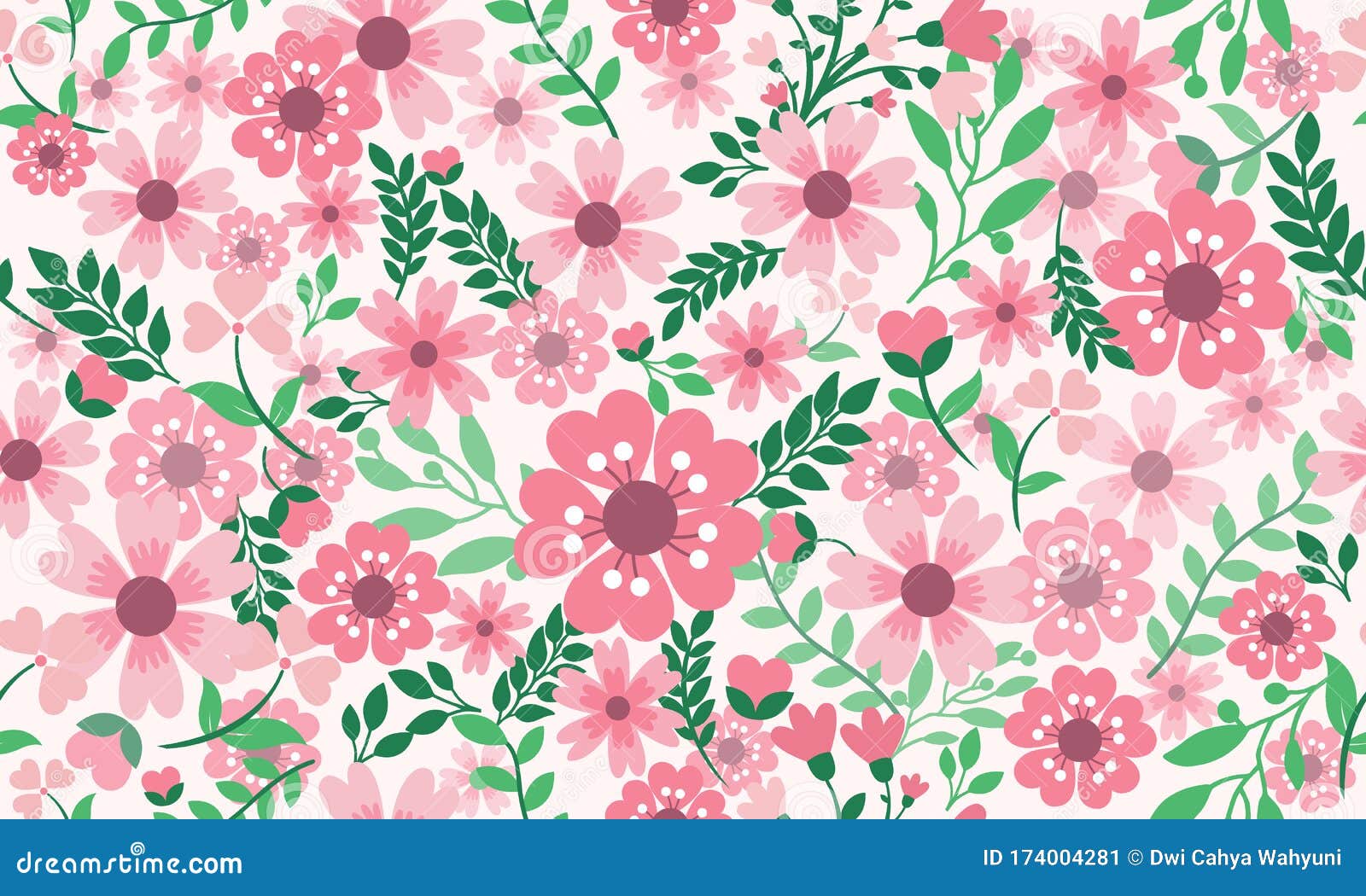 Simple Leaf and Flower Pattern Background for Spring, with Leaf and ...