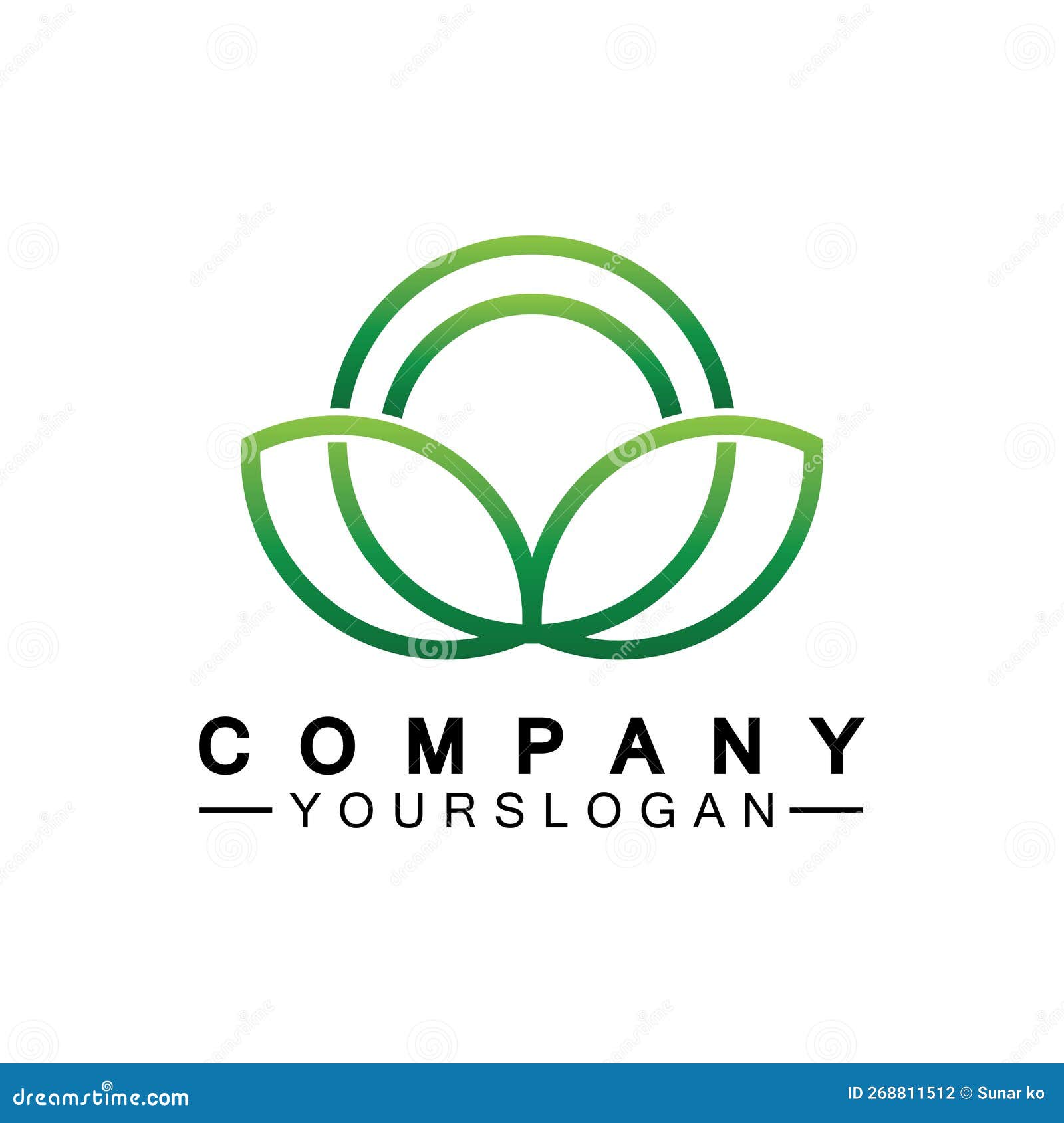 Simple Leaf Logo Inside Circle with Minimal Line Art Design Style Stock ...