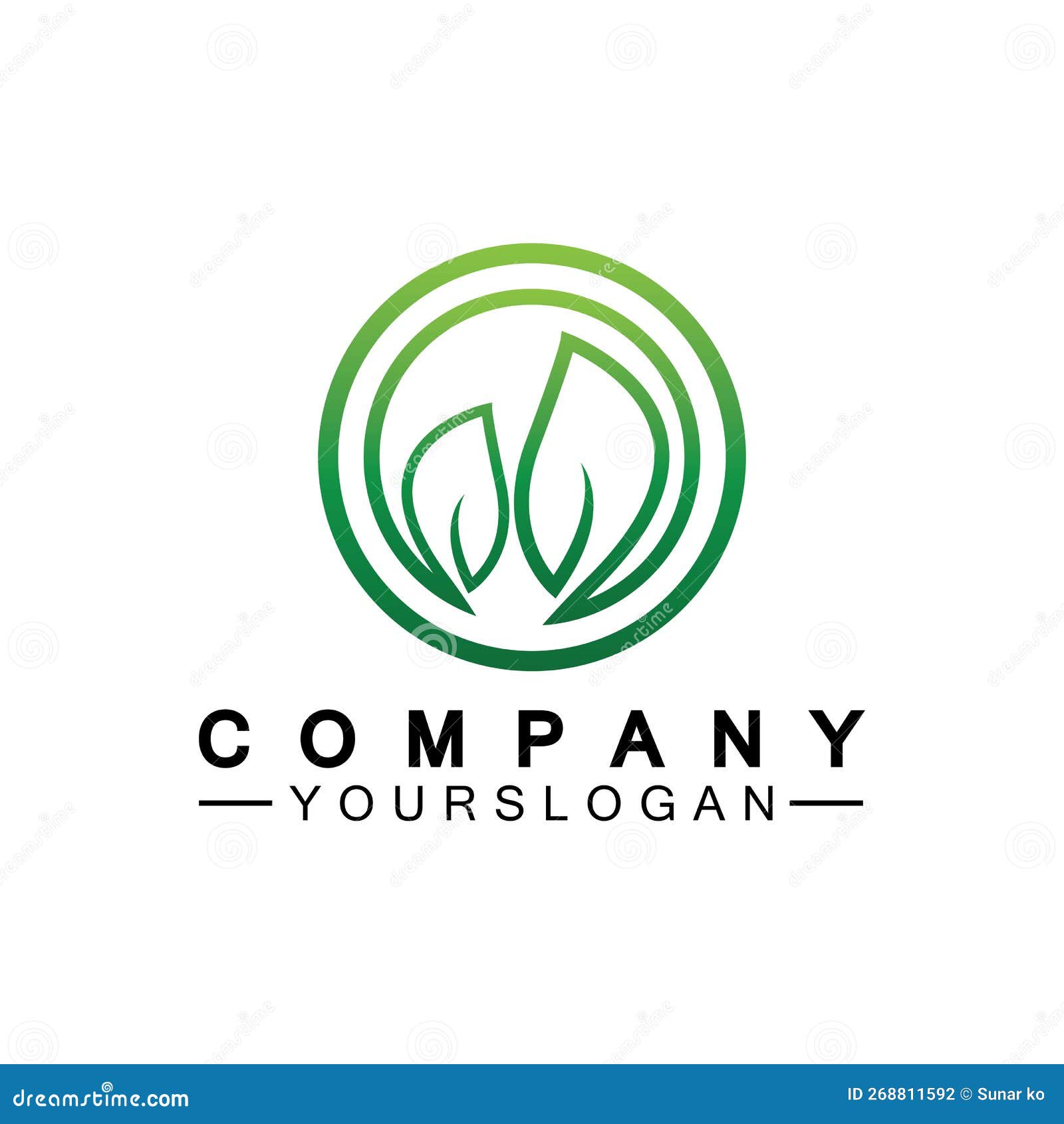 Simple Leaf Logo Inside Circle with Minimal Line Art Design Style Stock ...