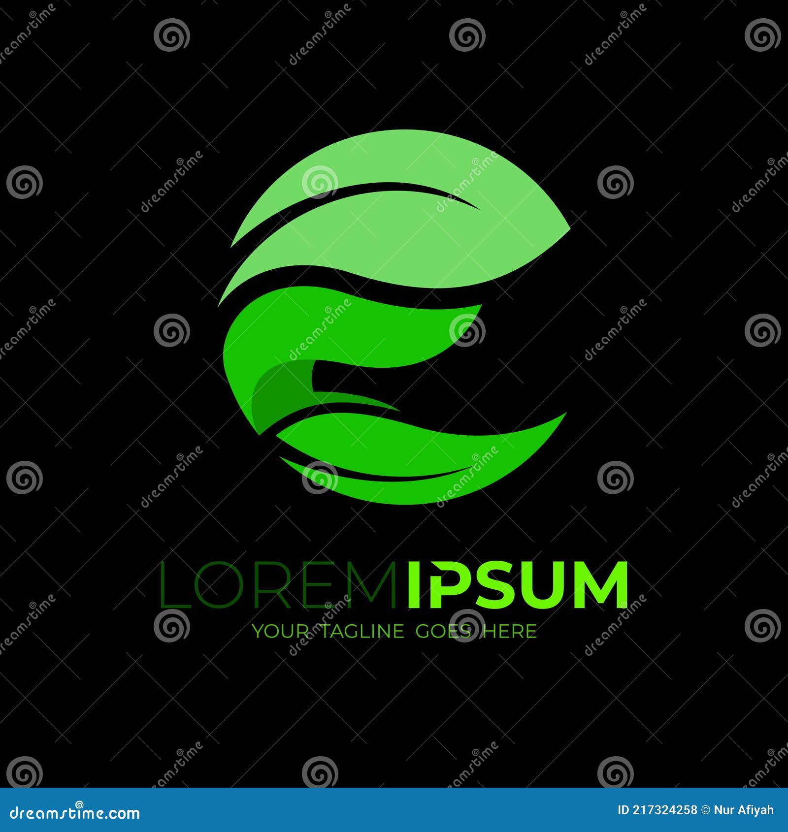 Simple Leaf Logo with Letter E Design, Green Logos Stock Vector ...