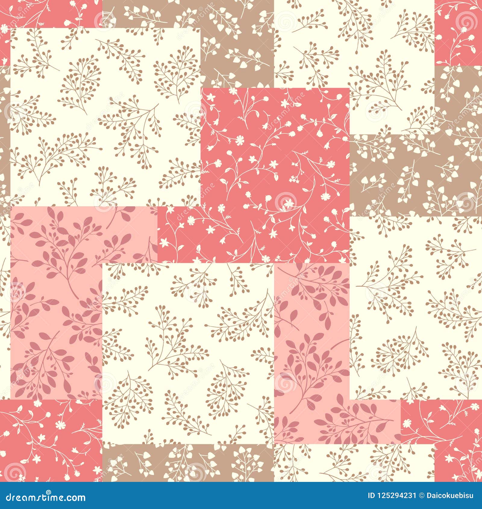 Simple Leaf Patchwork Pattern Stock Illustration - Illustration of ...