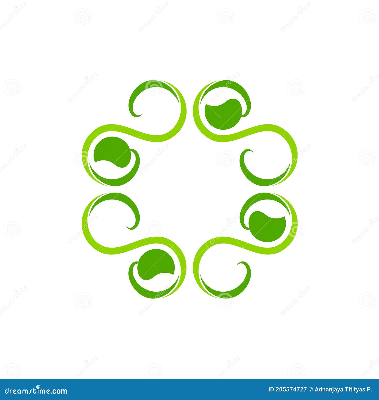 Simple Leaf Swirl Loop Curves Geometric Design Decoration Vector Stock ...