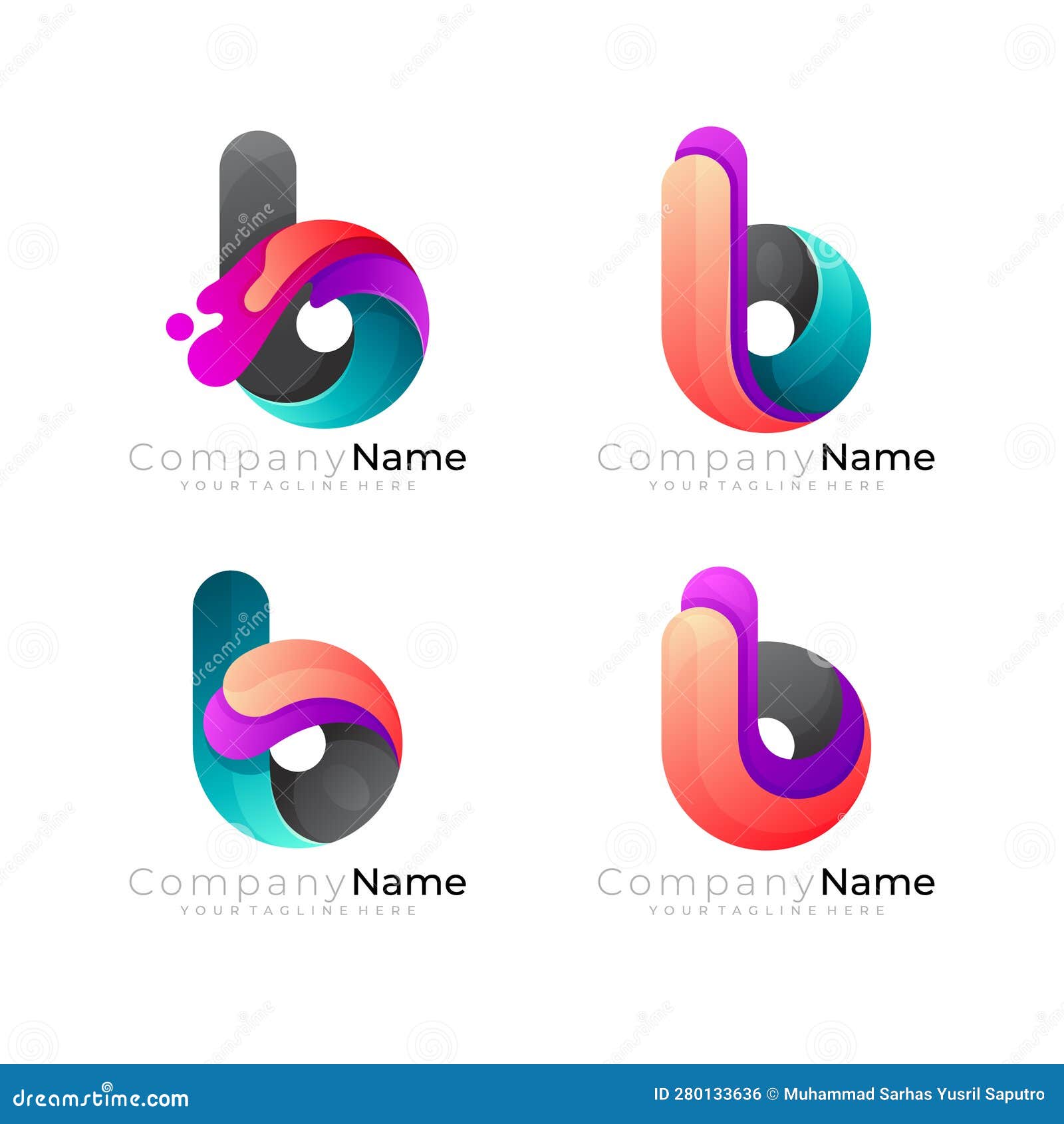 Simple Letter B Logo and 3d Colorful Style, B Icons Stock Vector ...