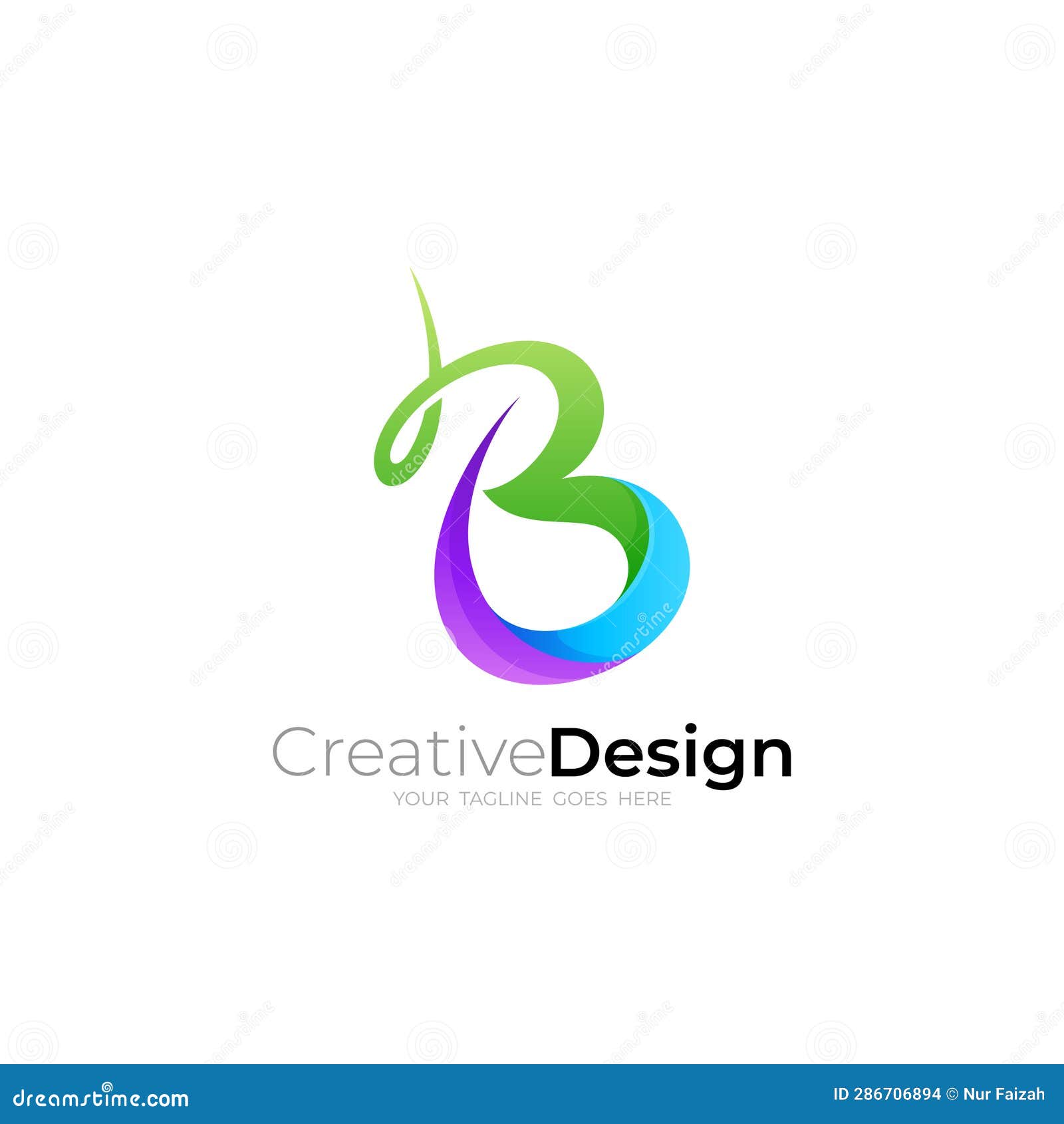 Simple Letter B Logo Template, B Logos, 3d Colorful Stock Illustration ...
