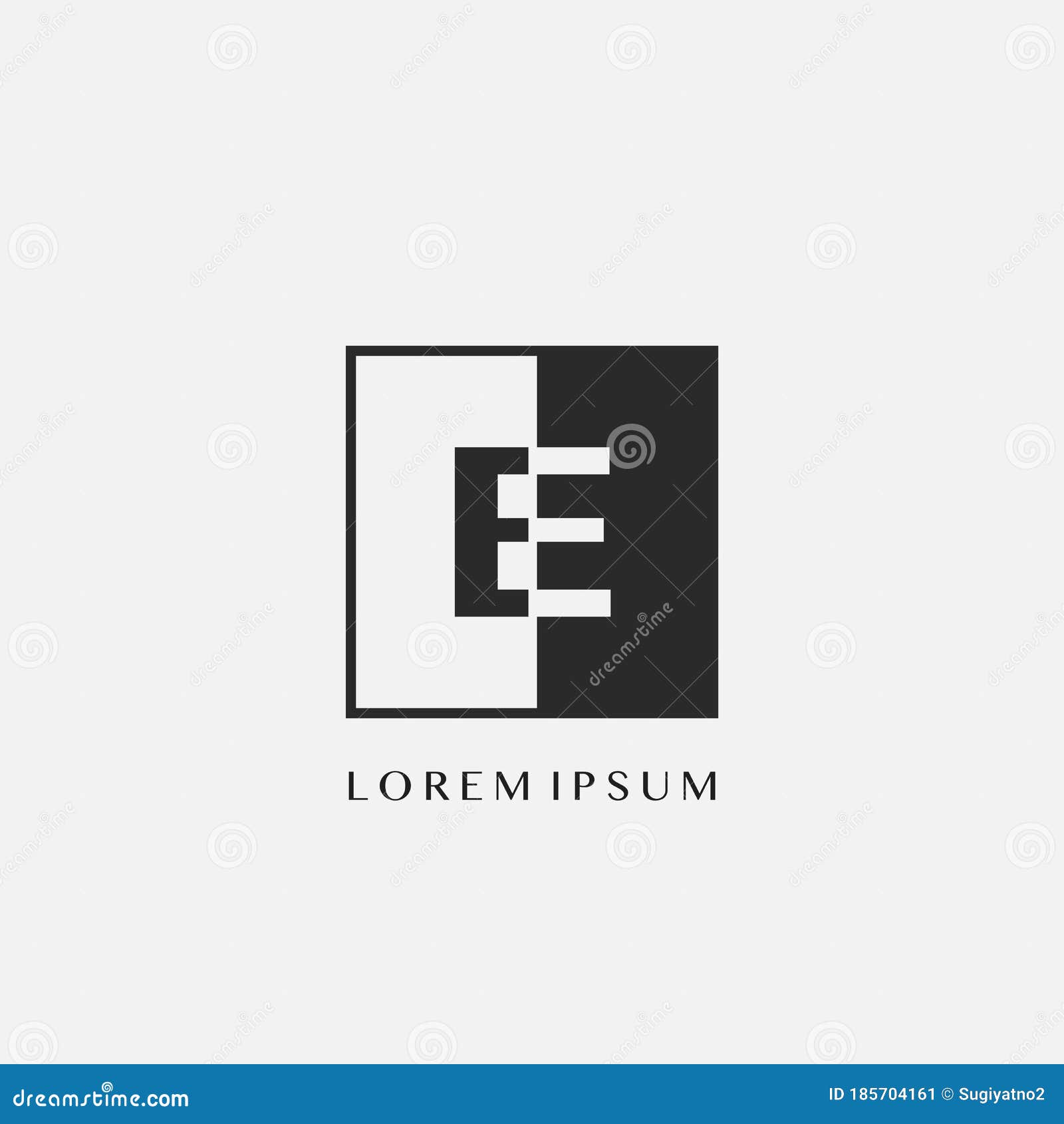 Simple Letter E Square Polygon Geometric Logo Stock Vector ...