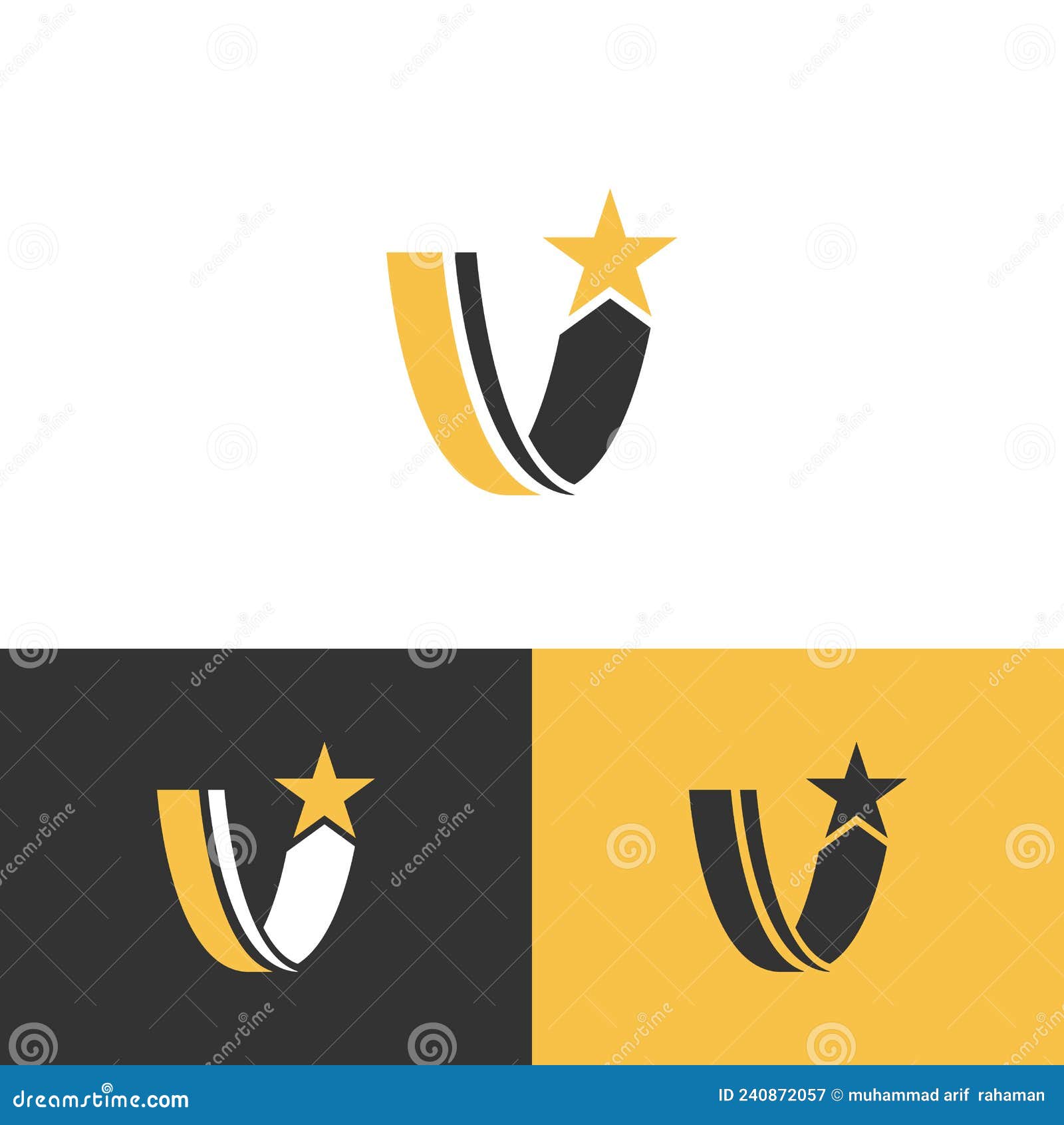 Simple Letter V Logo Icon Design Template with Star Stock Vector ...