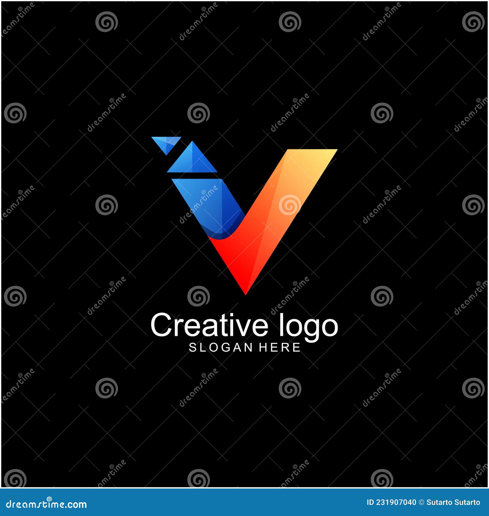 Simple V Logo with Technology Design Colorful Stock Vector ...