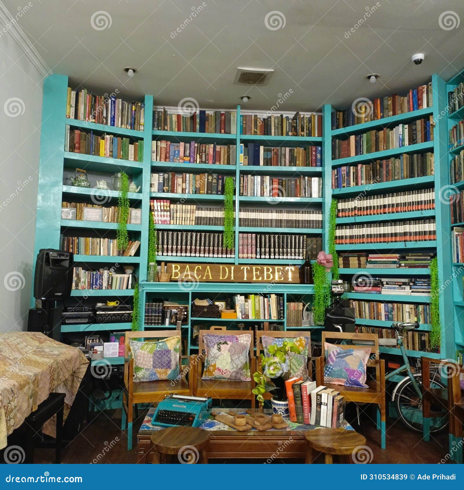 Simple library at home stock image. Image of architecture - 310534839