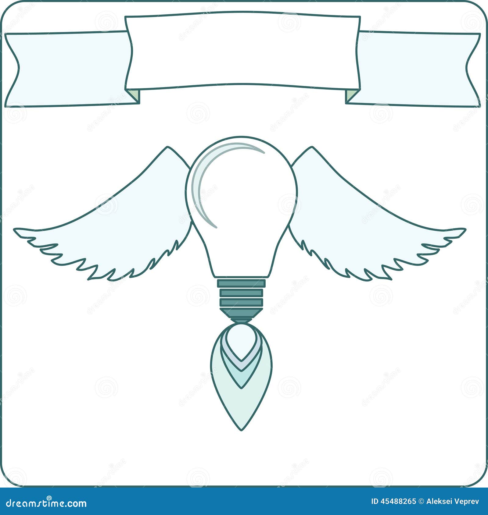 Simple Light Bulb with Wings, Flame and Banner . Stock Vector ...