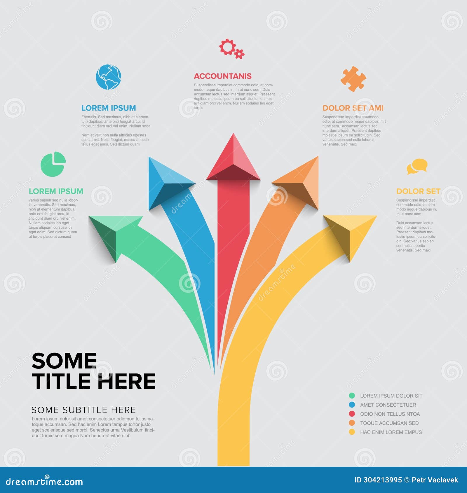 Simple Light Infographic with Title and Five Element Option Items Stock ...