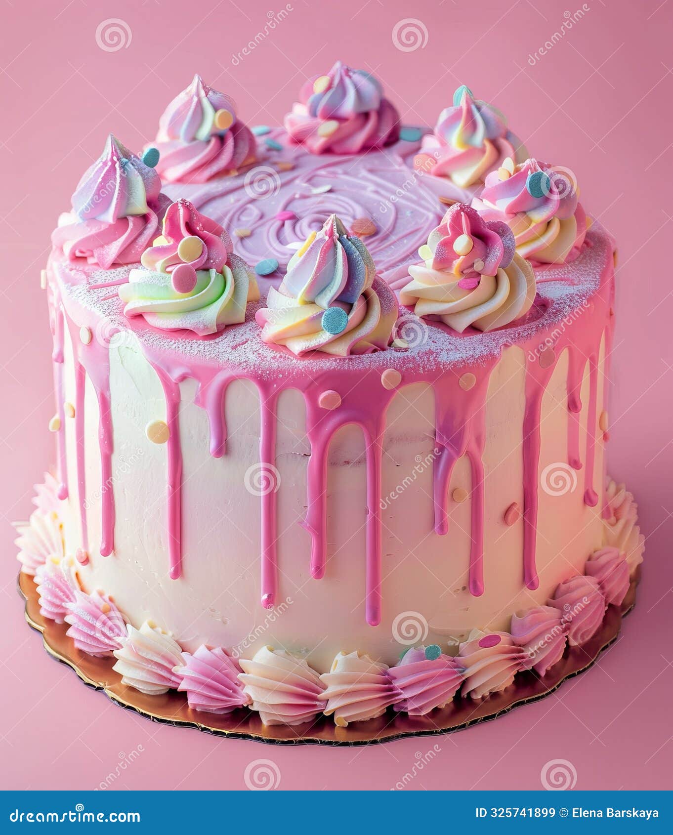Simple Light Pink Cake with Frosting Stock Image - Image of holiday ...