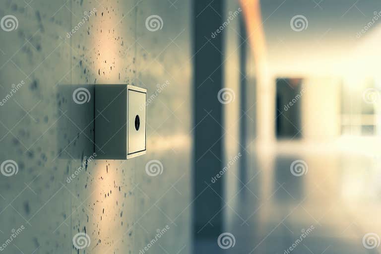 A Simple Light Switch Mounted on a Wall in a Typical Hallway Stock ...