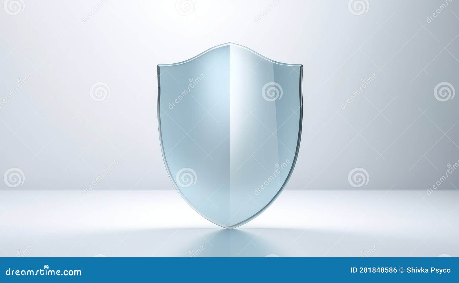 A Simple Light Transparent Blue Shield on White Background Stock ...