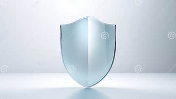 A Simple Light Transparent Blue Shield on White Background Stock ...