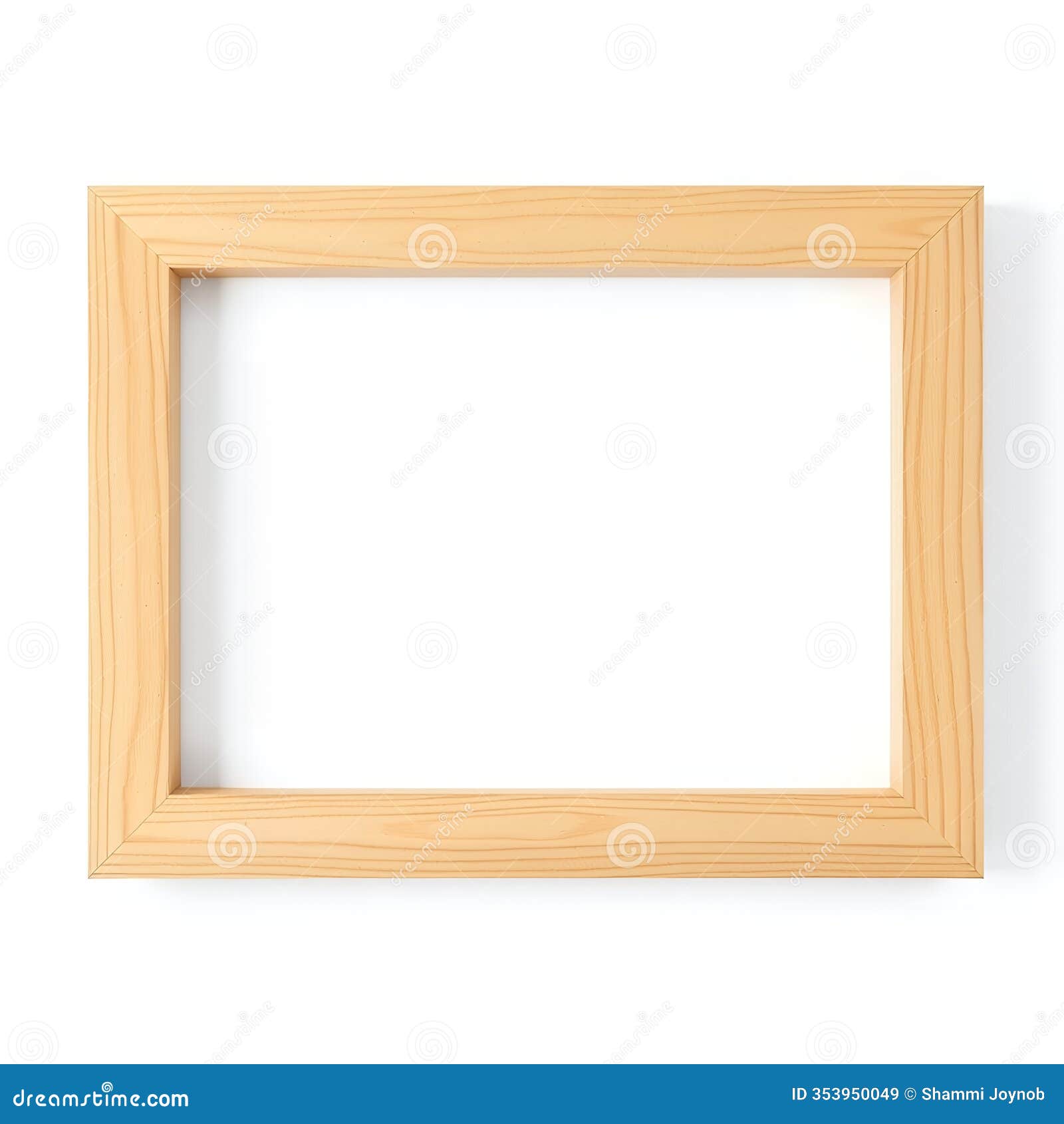 Simple Light Wooden Picture Frame Blank Isolated Empty Rectangle Mockup ...