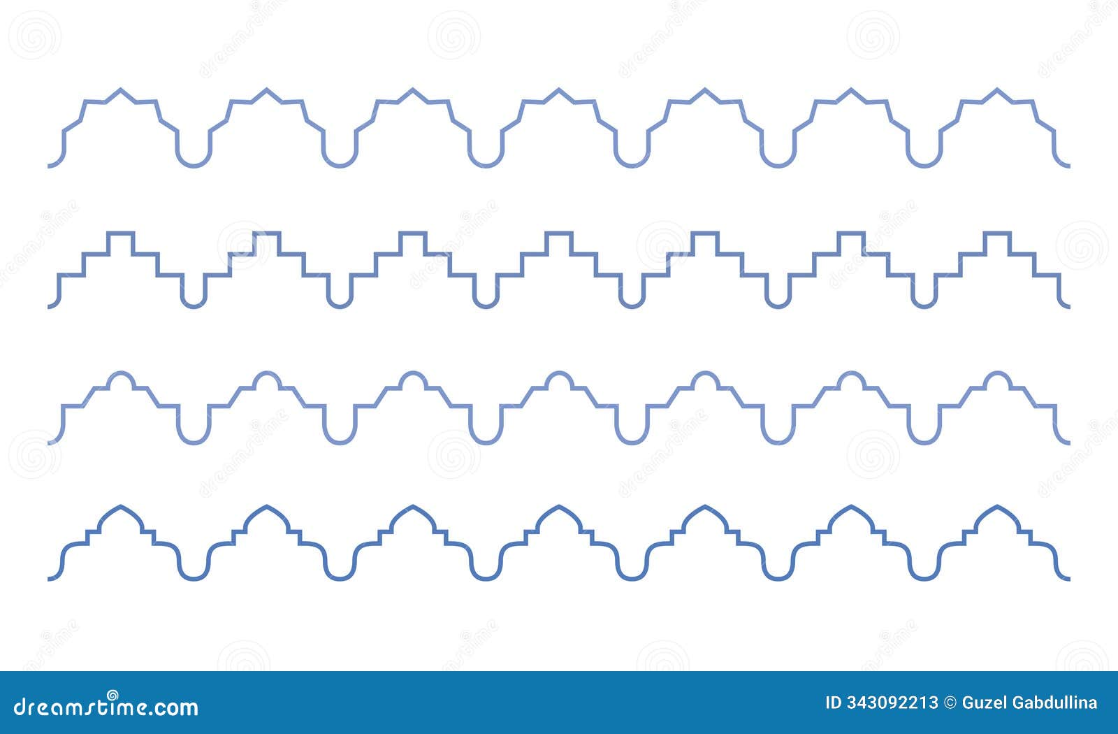 Simple Line Arabic Border. Ramadan Kareem Arabian, Saudi Vector Divider ...