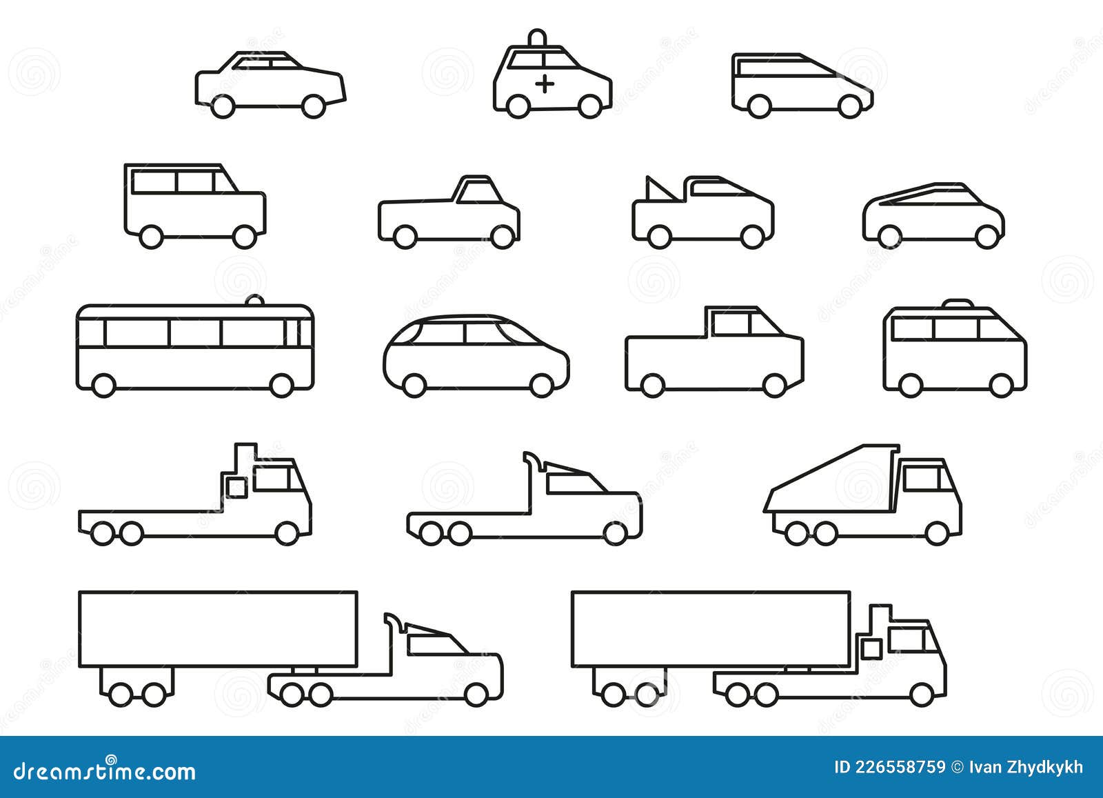 Simple Line Art Car Icons Set. Universal To Use in Web and Mobile UI ...